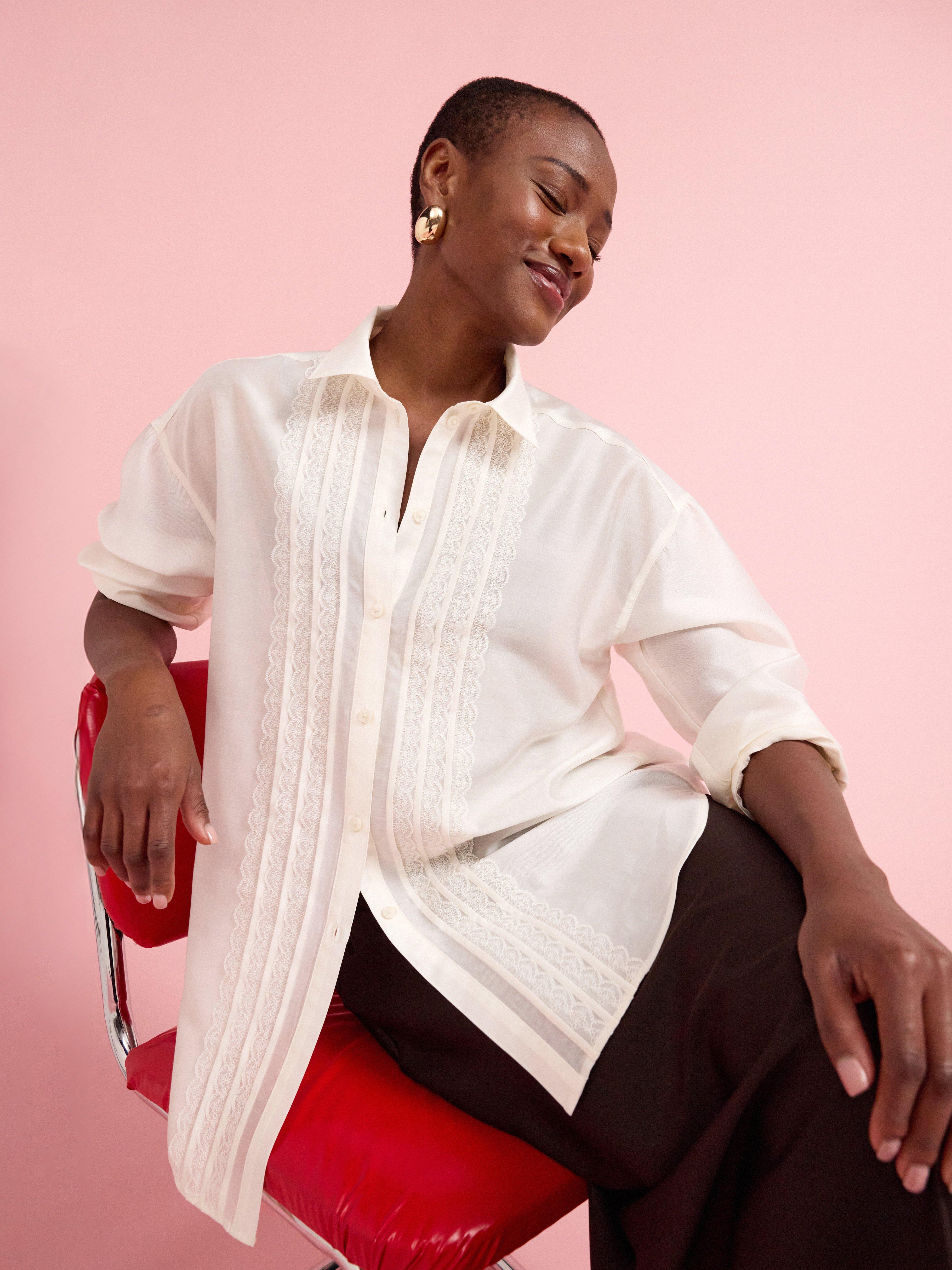 Oversized blouse with lace detail | Lindex