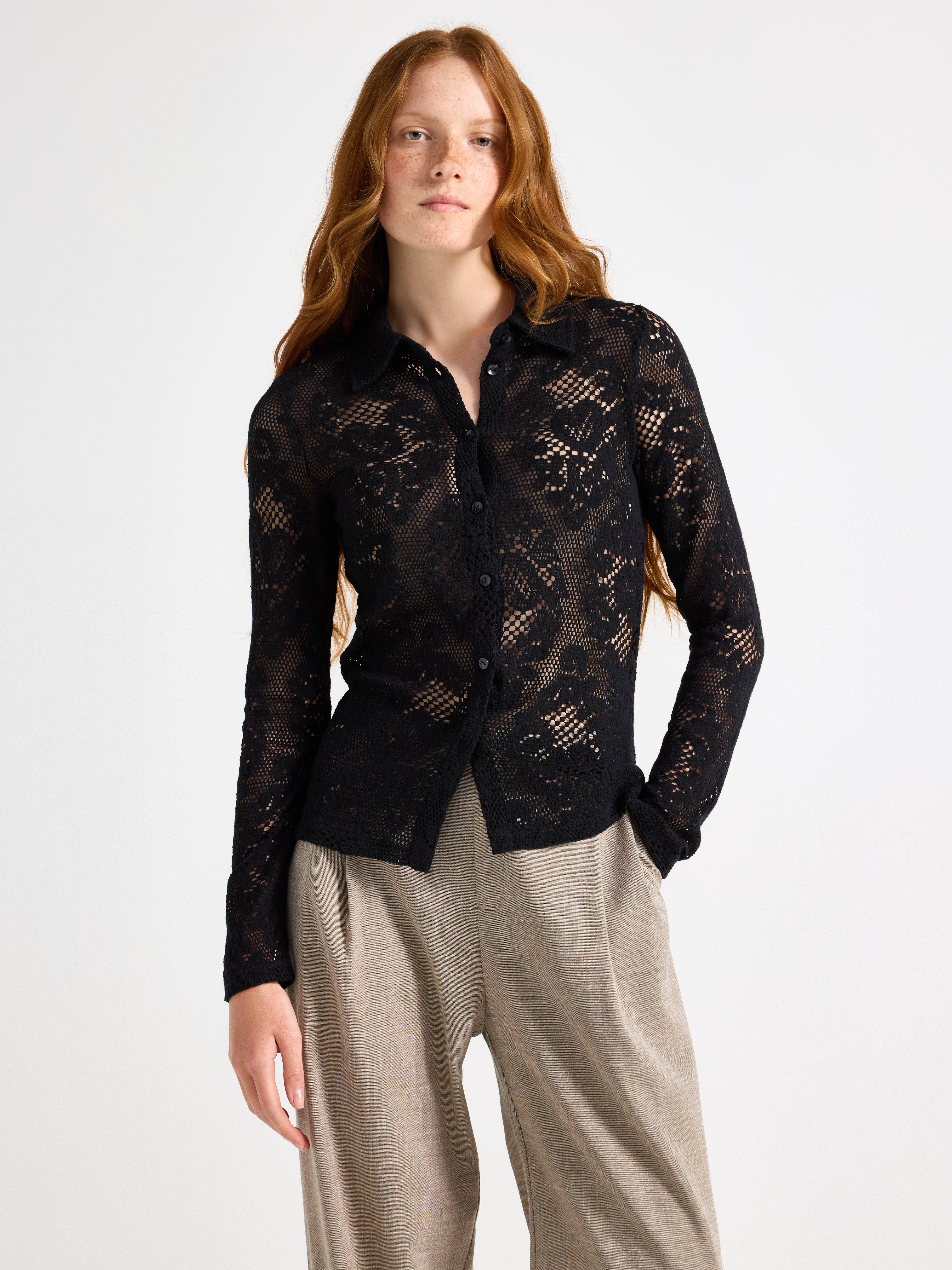 Shirt with lace pattern | Lindex