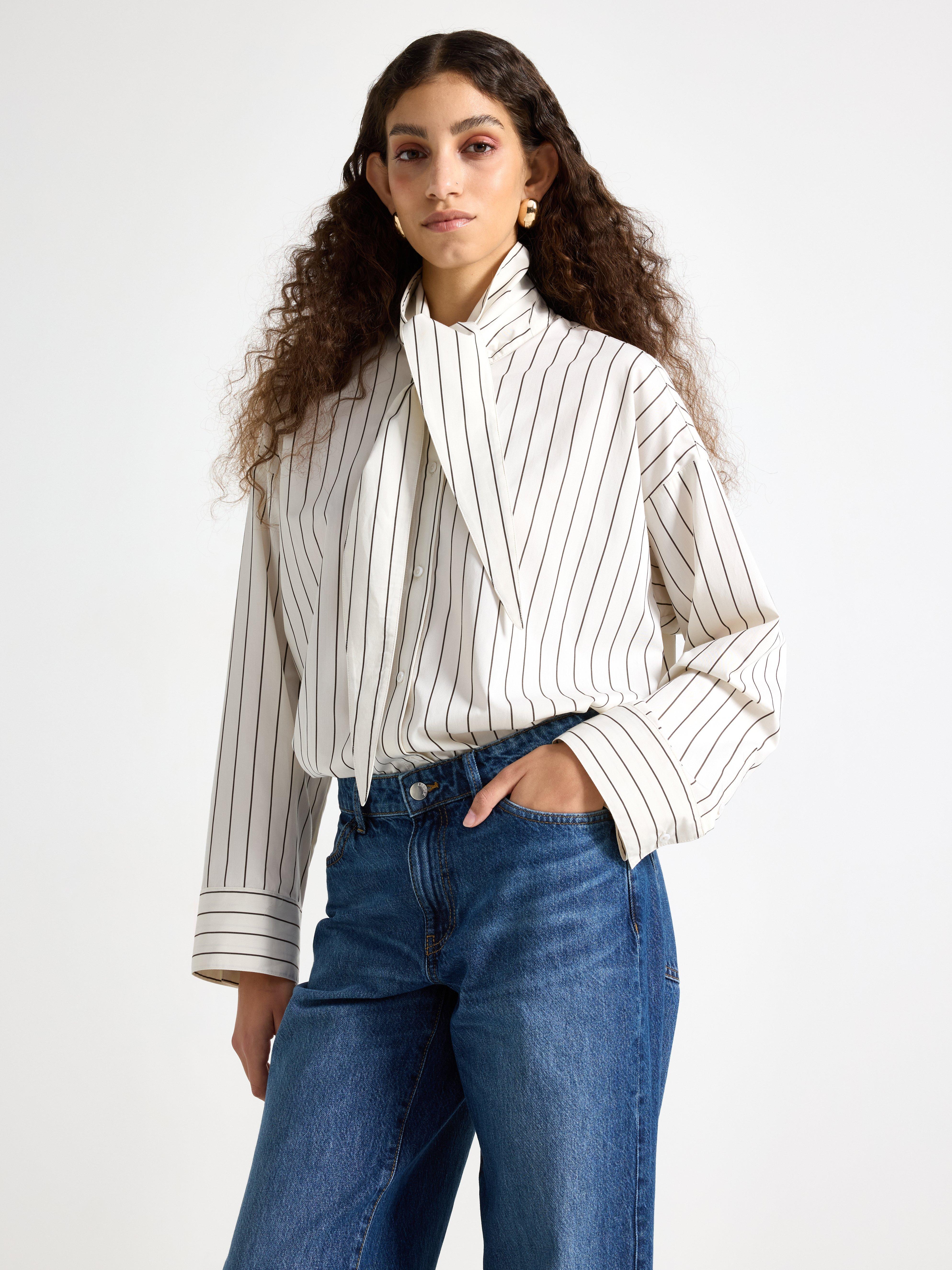 Shirt with tie band at the neck | Lindex