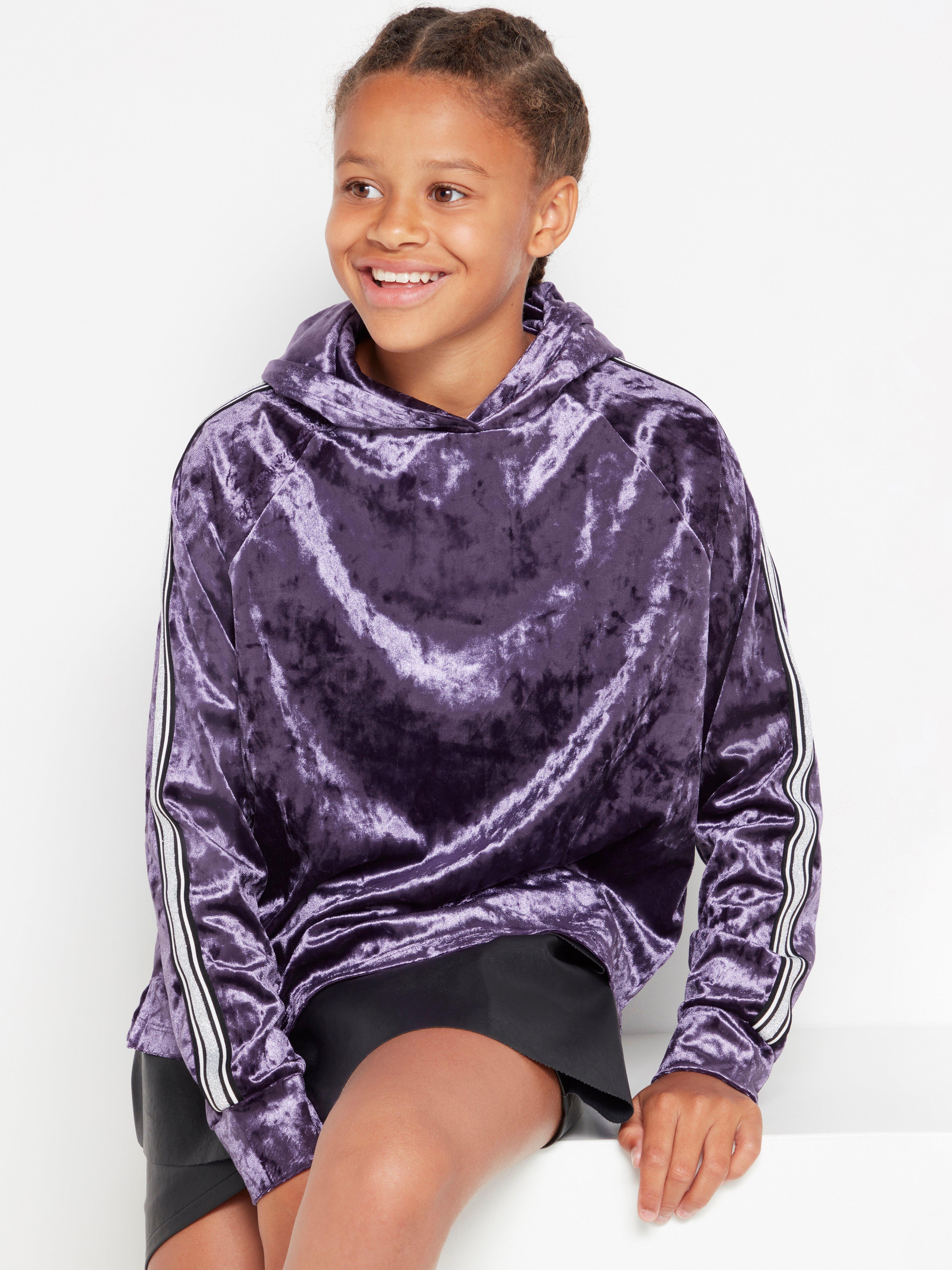 Huvtröja i krossad sammet | Lindex