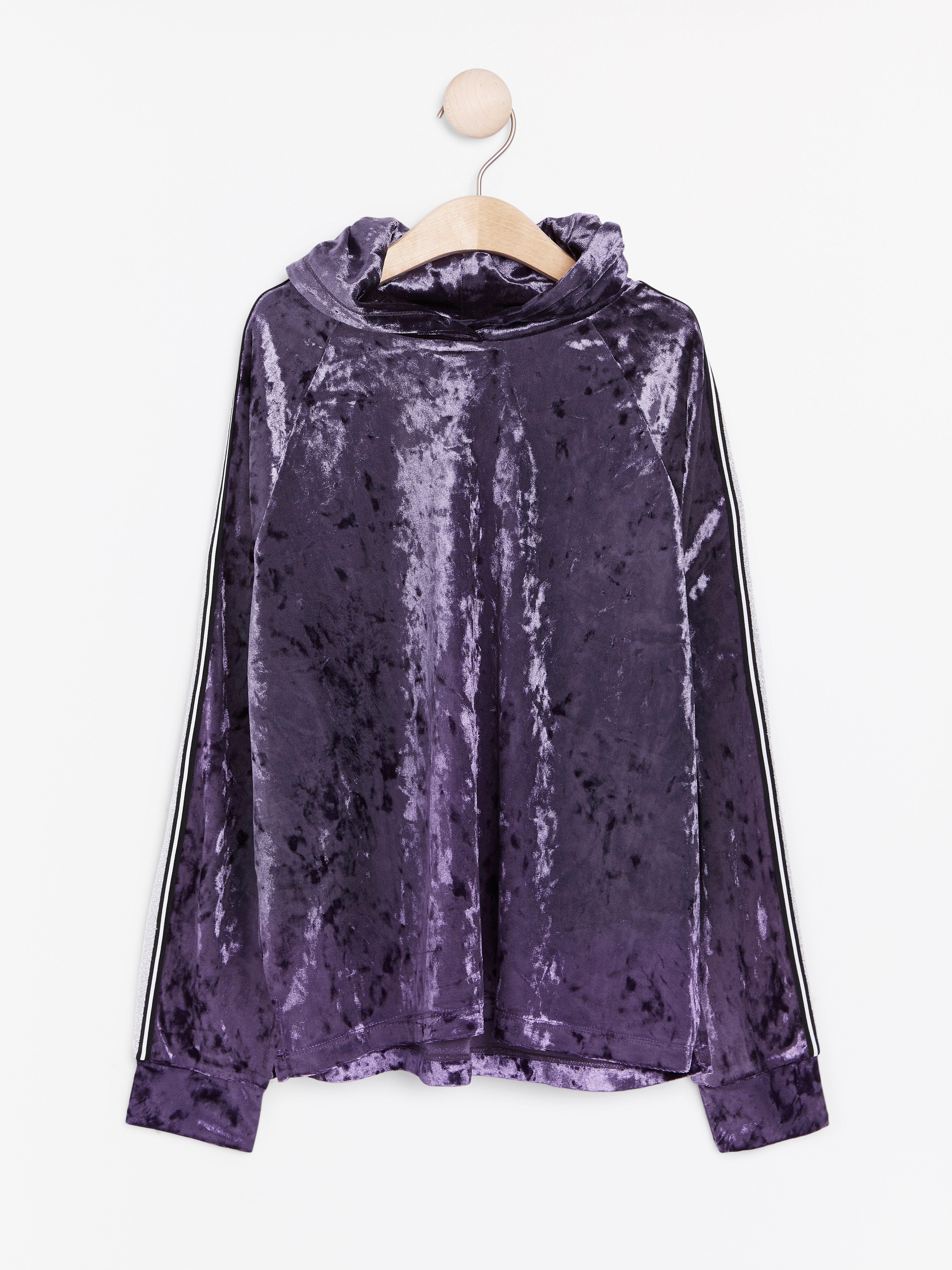 Huvtröja i krossad sammet | Lindex