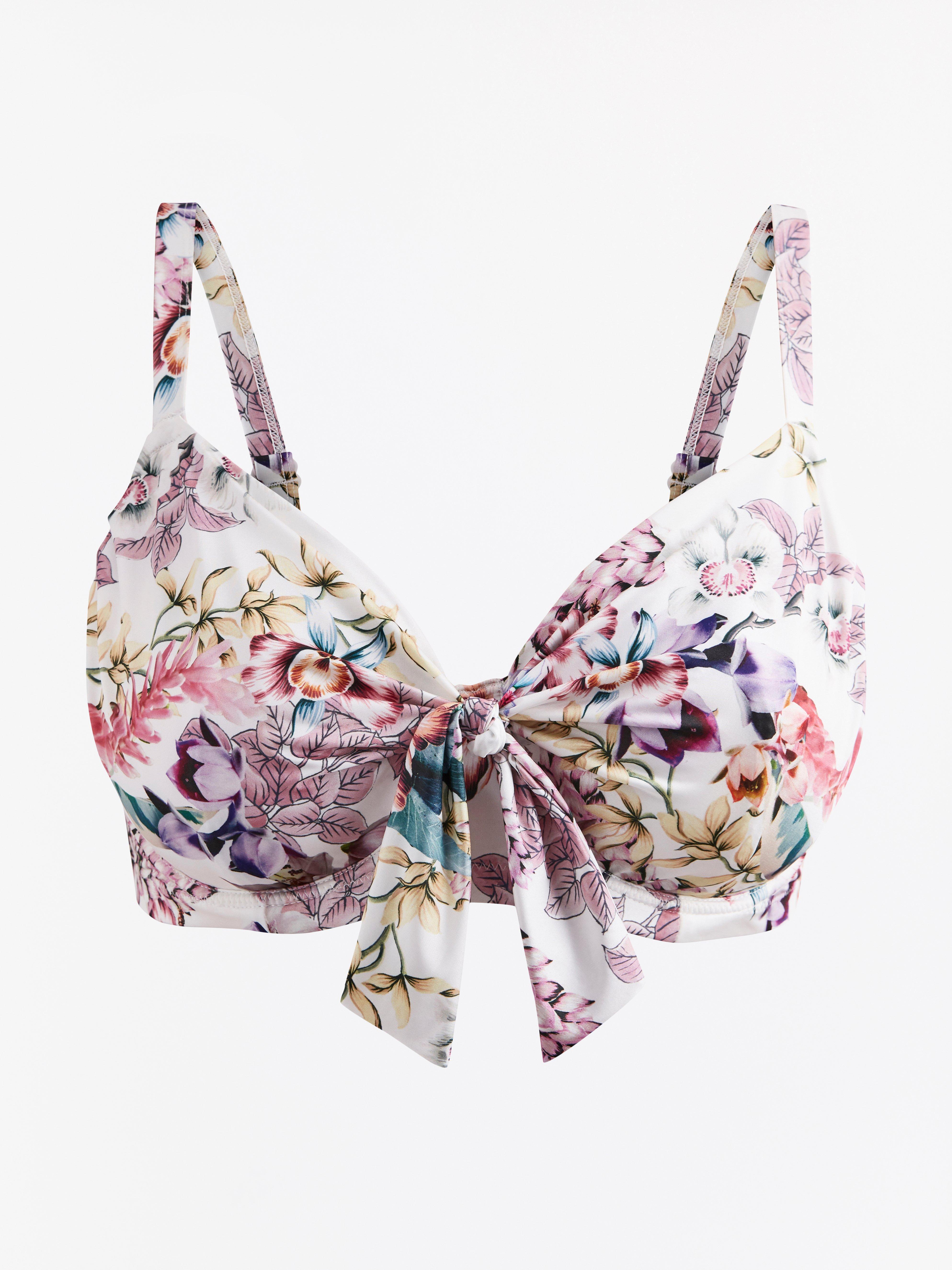 Attract unpadded bikini bra with floral pattern | Lindex Poland
