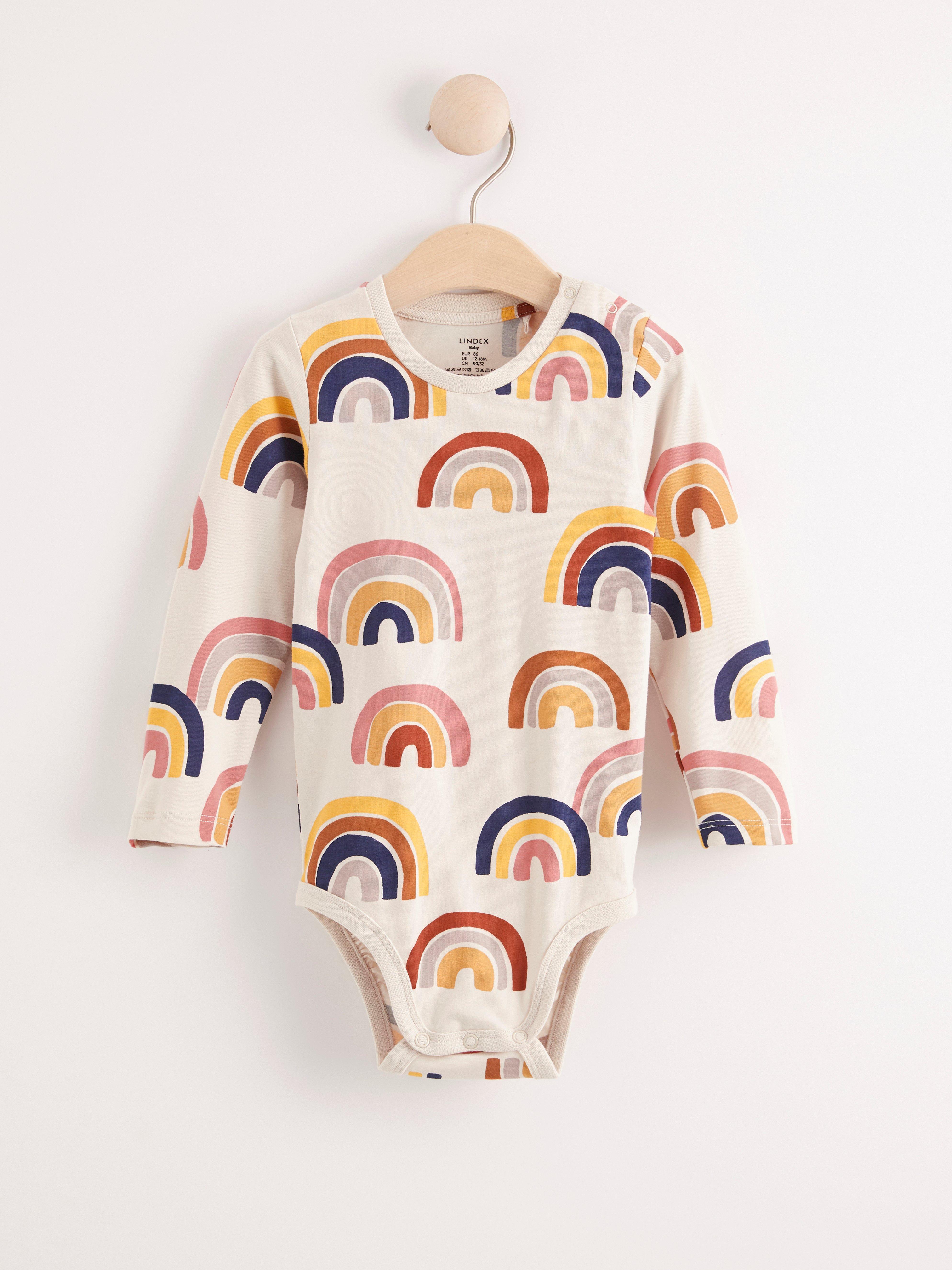 Long sleeve bodysuit with rainbow print | Lindex UK