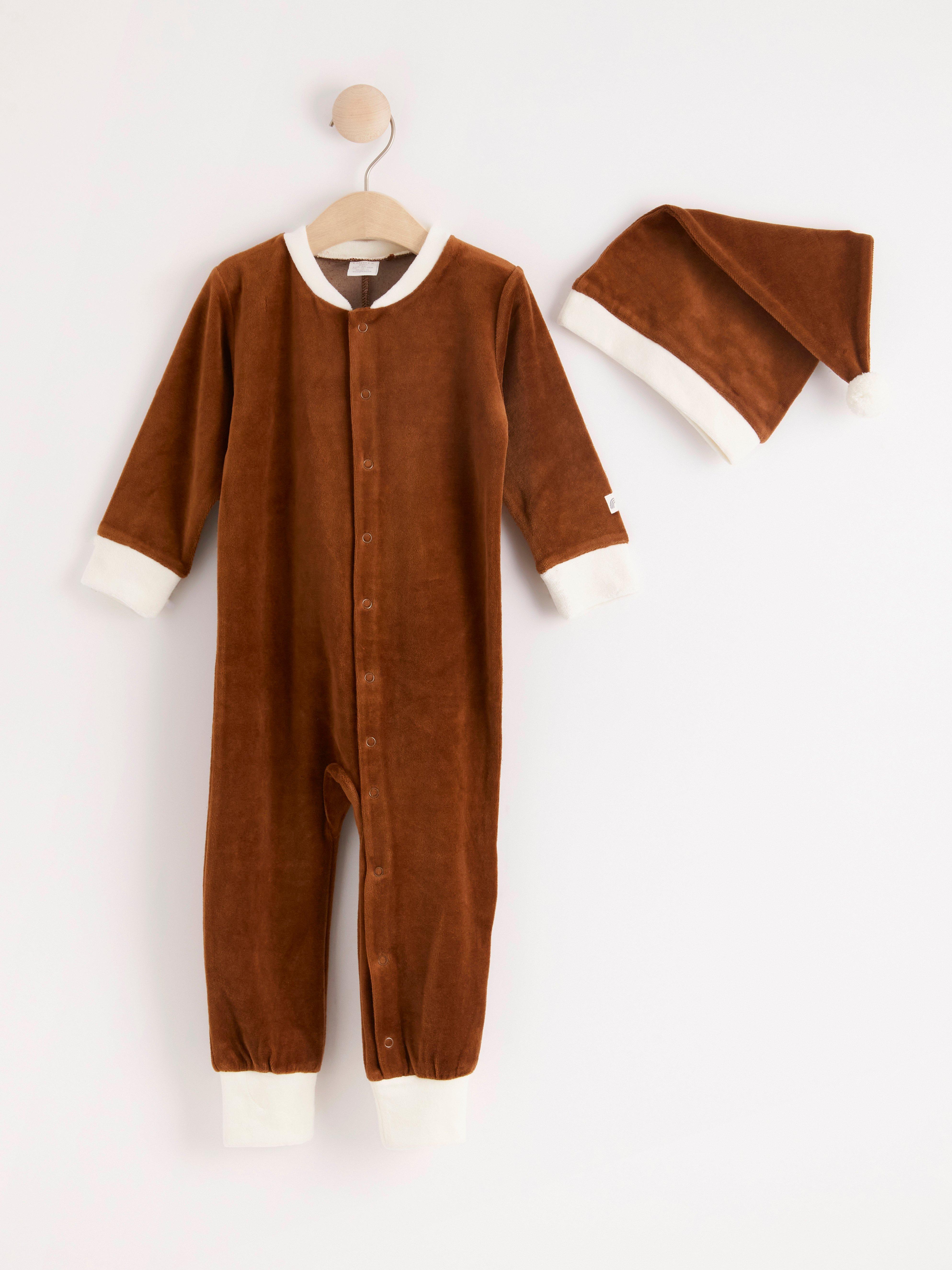 Gingerbread onesie in velour | Lindex UK