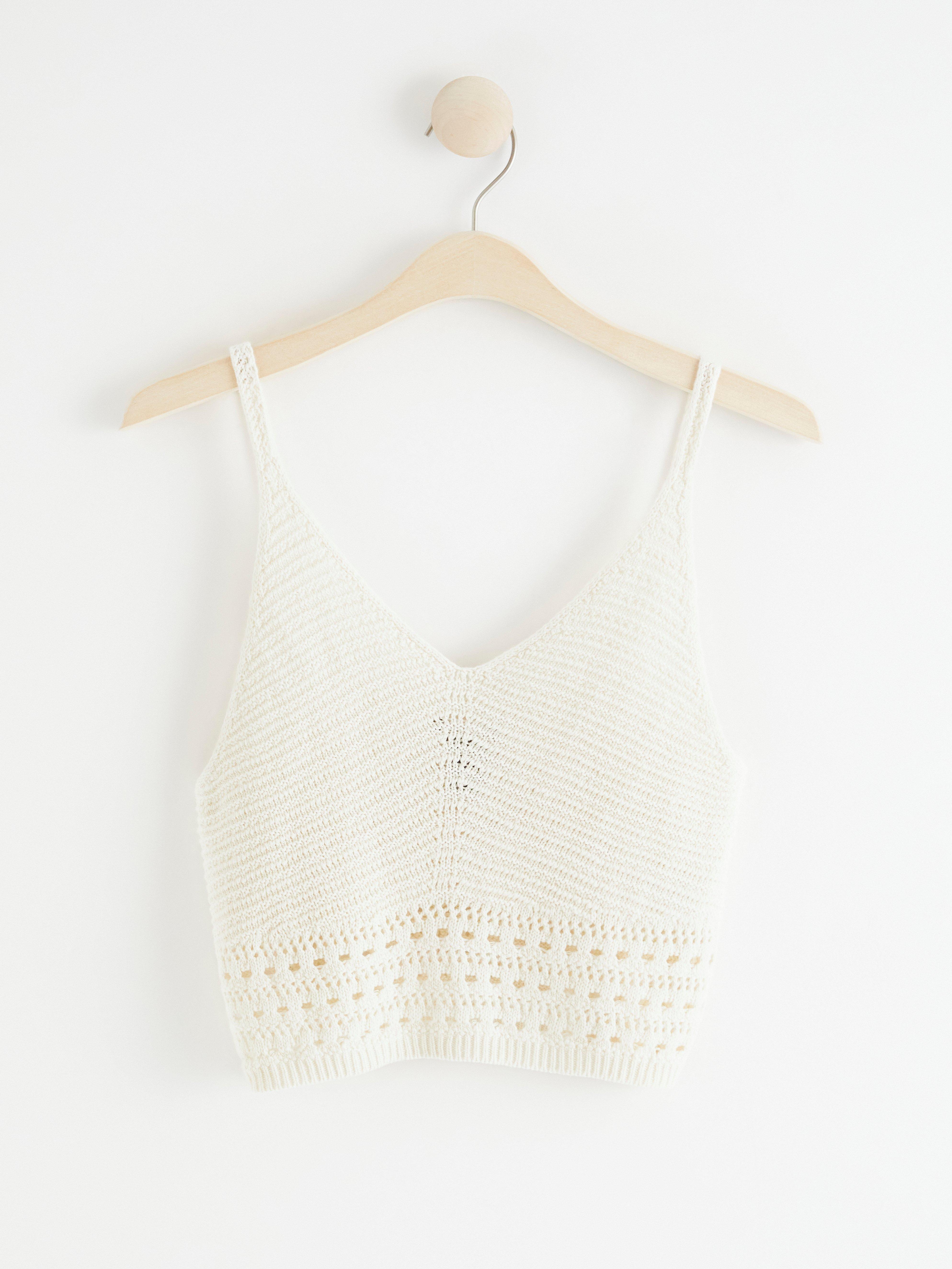 Croppad virkad topp | Lindex