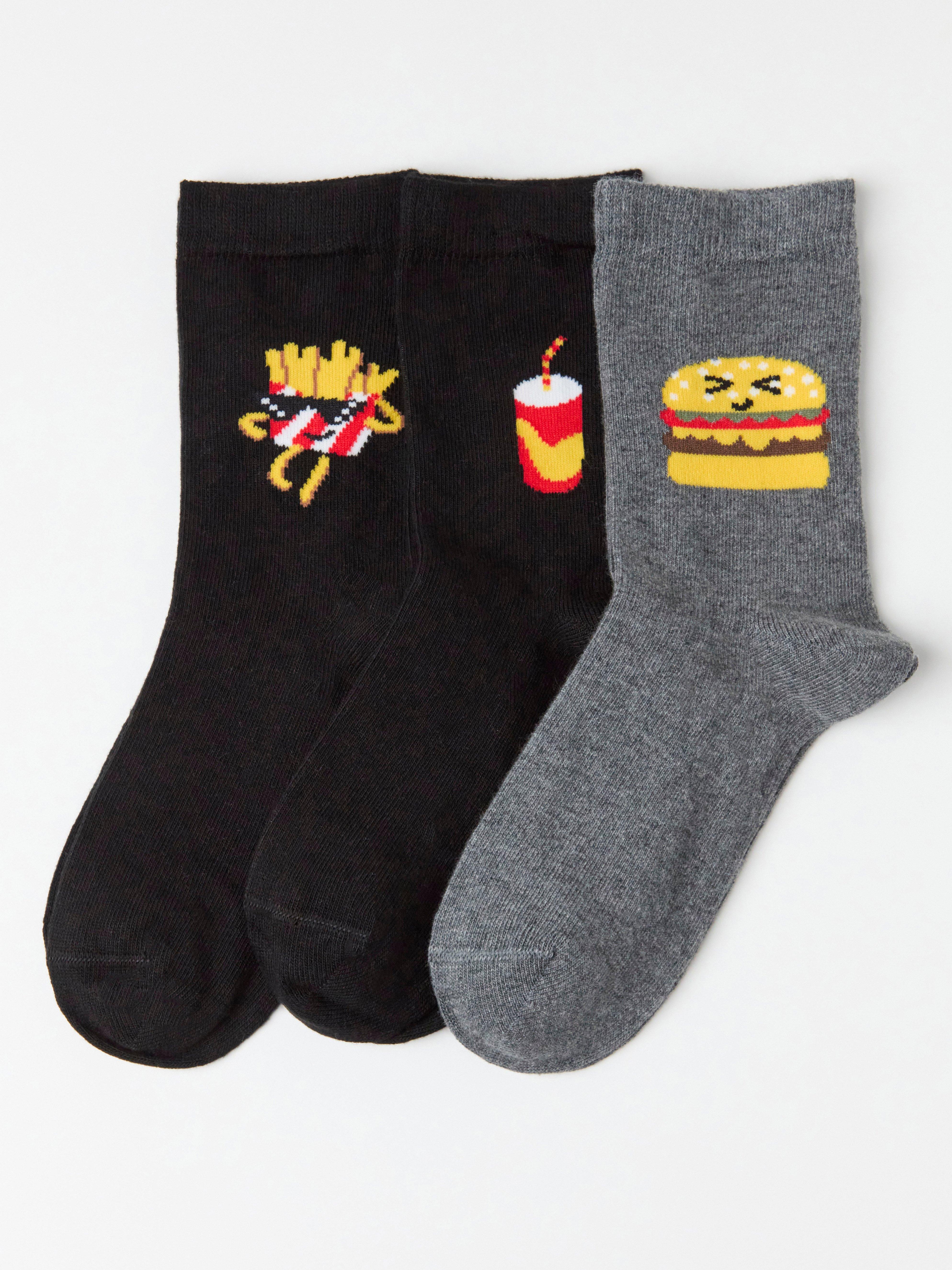 3-pack socks with food motifs | Lindex Poland