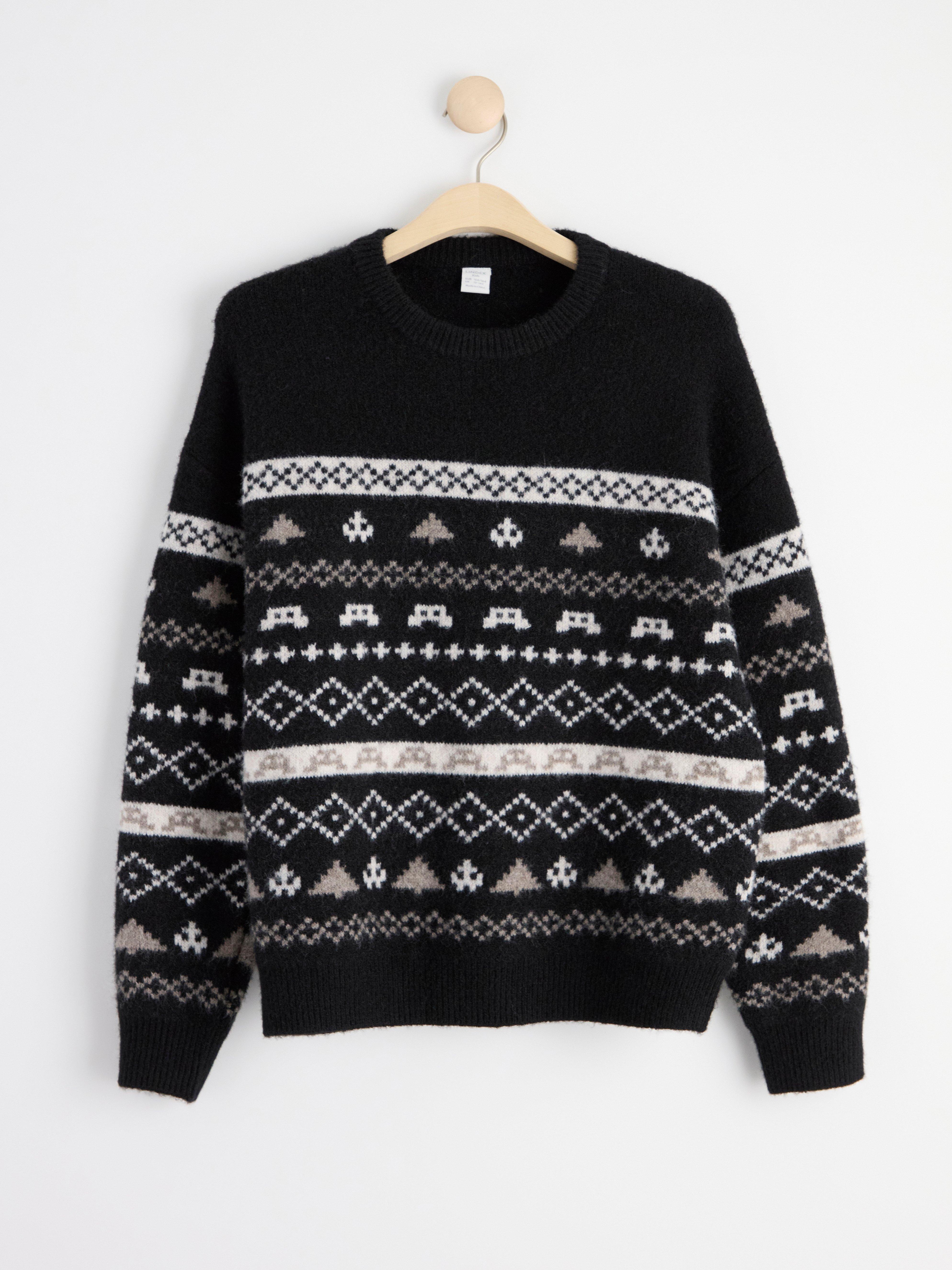 Mönstrad stickad tröja | Lindex