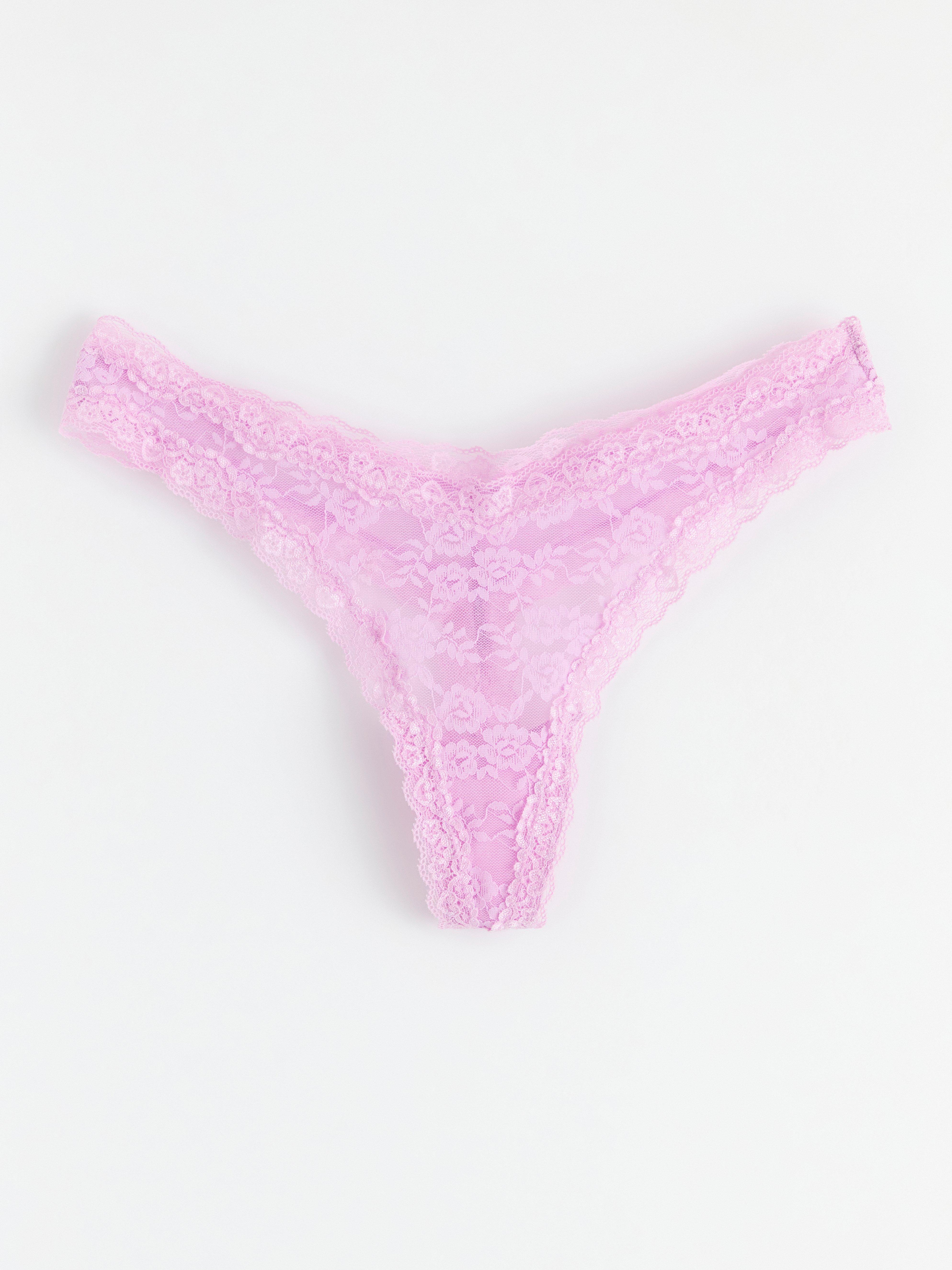 Stringtrosa low waist med högt skuret ben och spets | Lindex