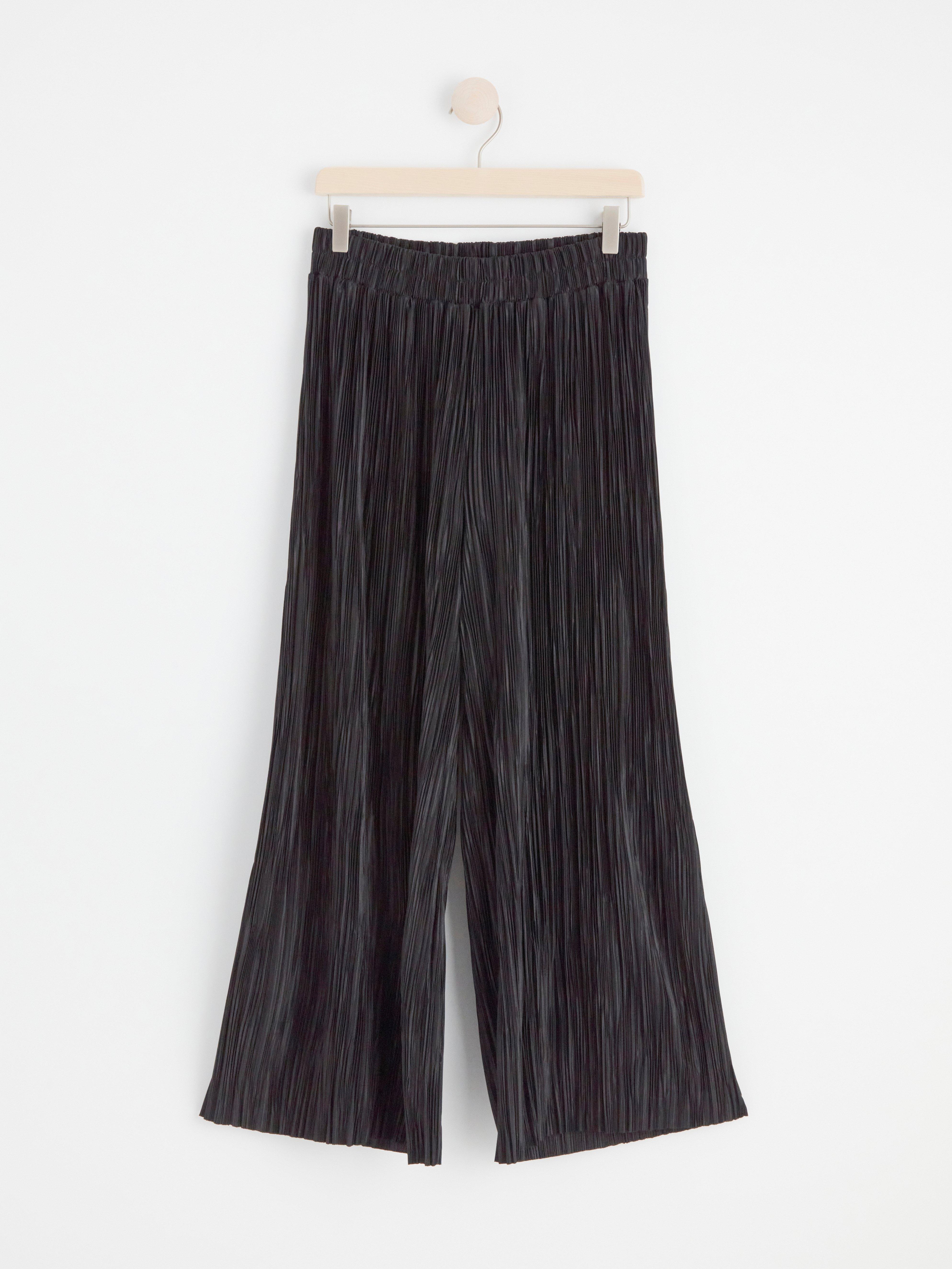 Vida plisserade byxor med hög midja | Lindex