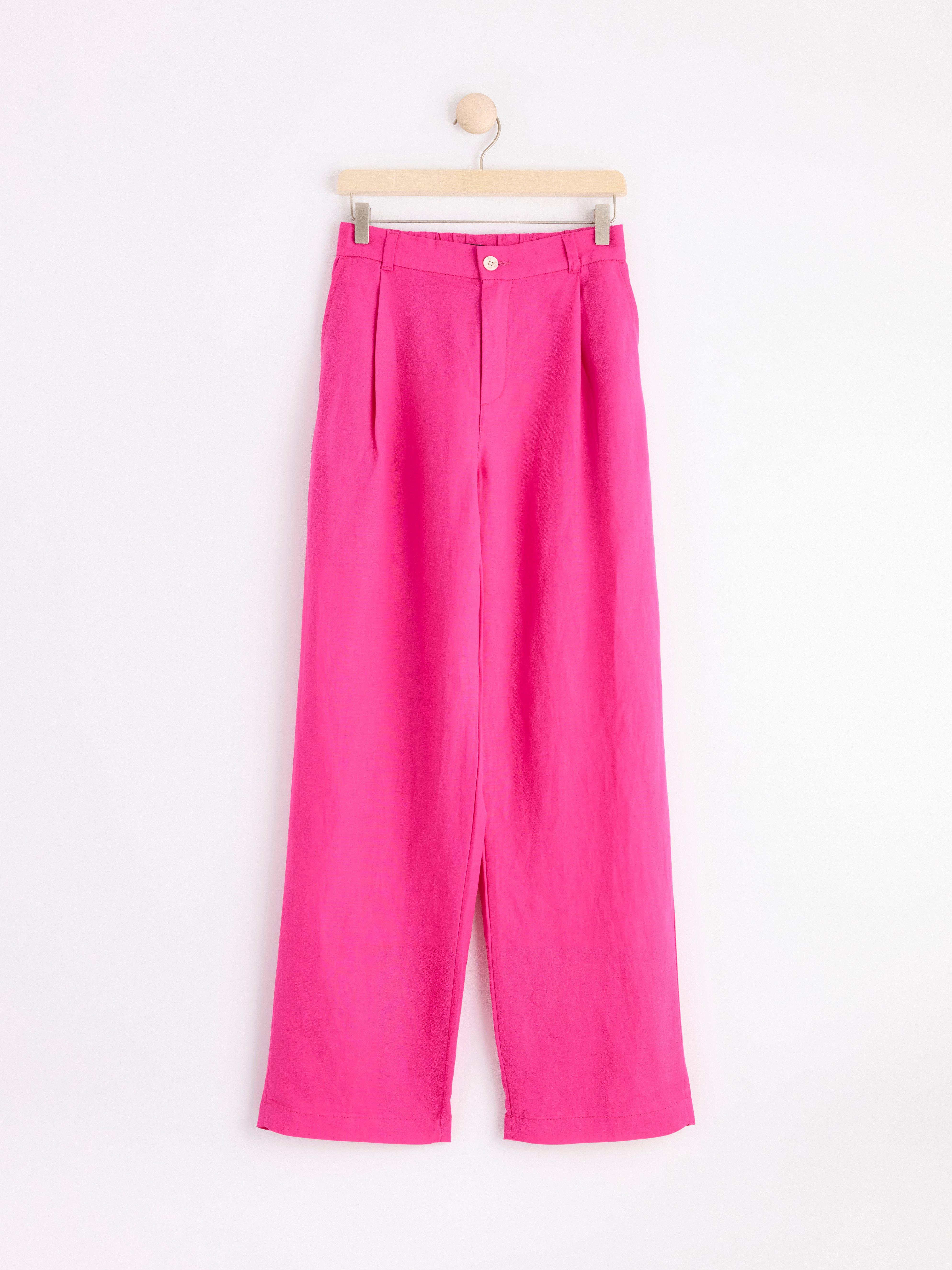 Wide linen blend trousers | Lindex UK
