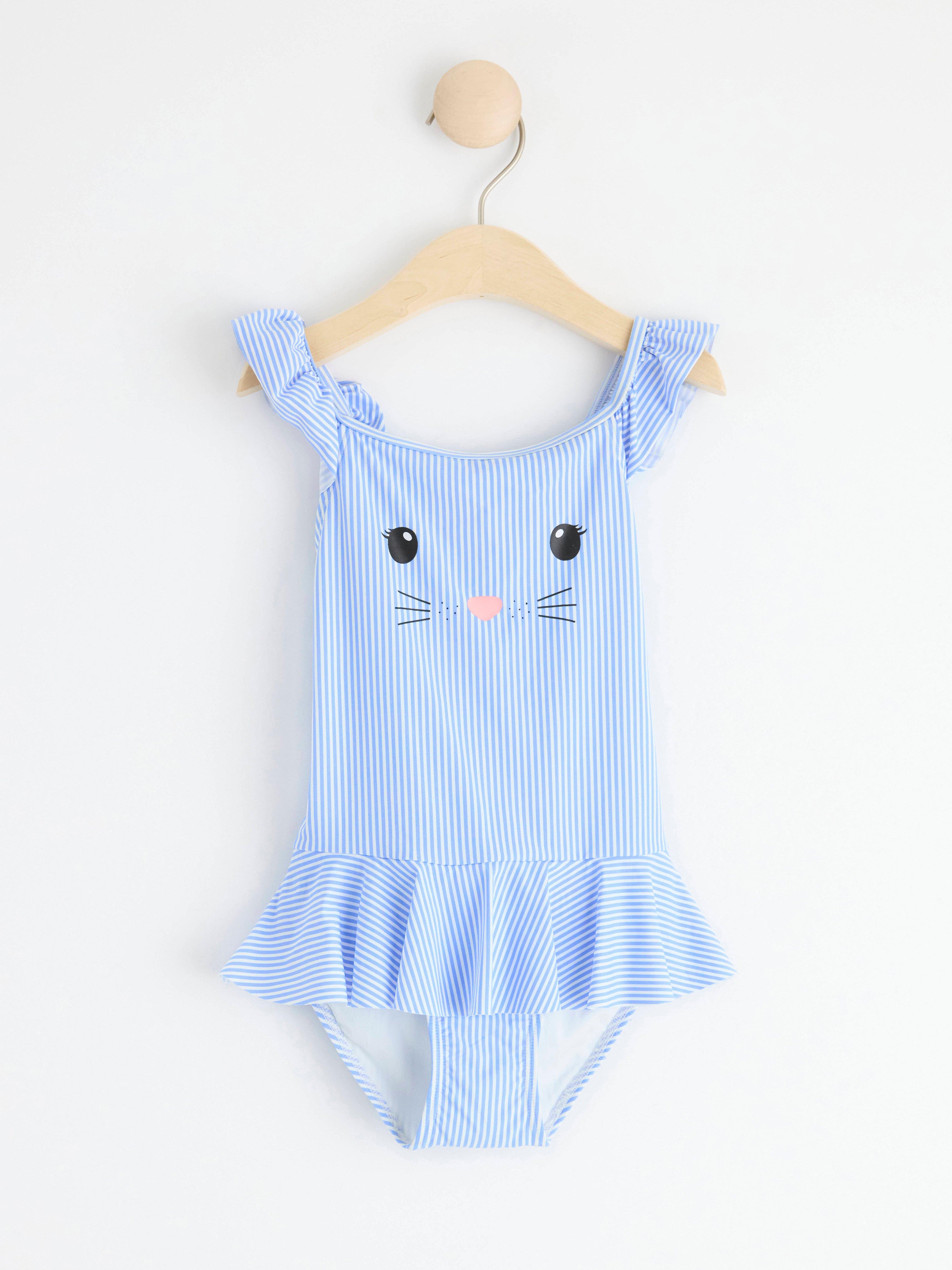 Striped Swimsuit With Flounce Lindex