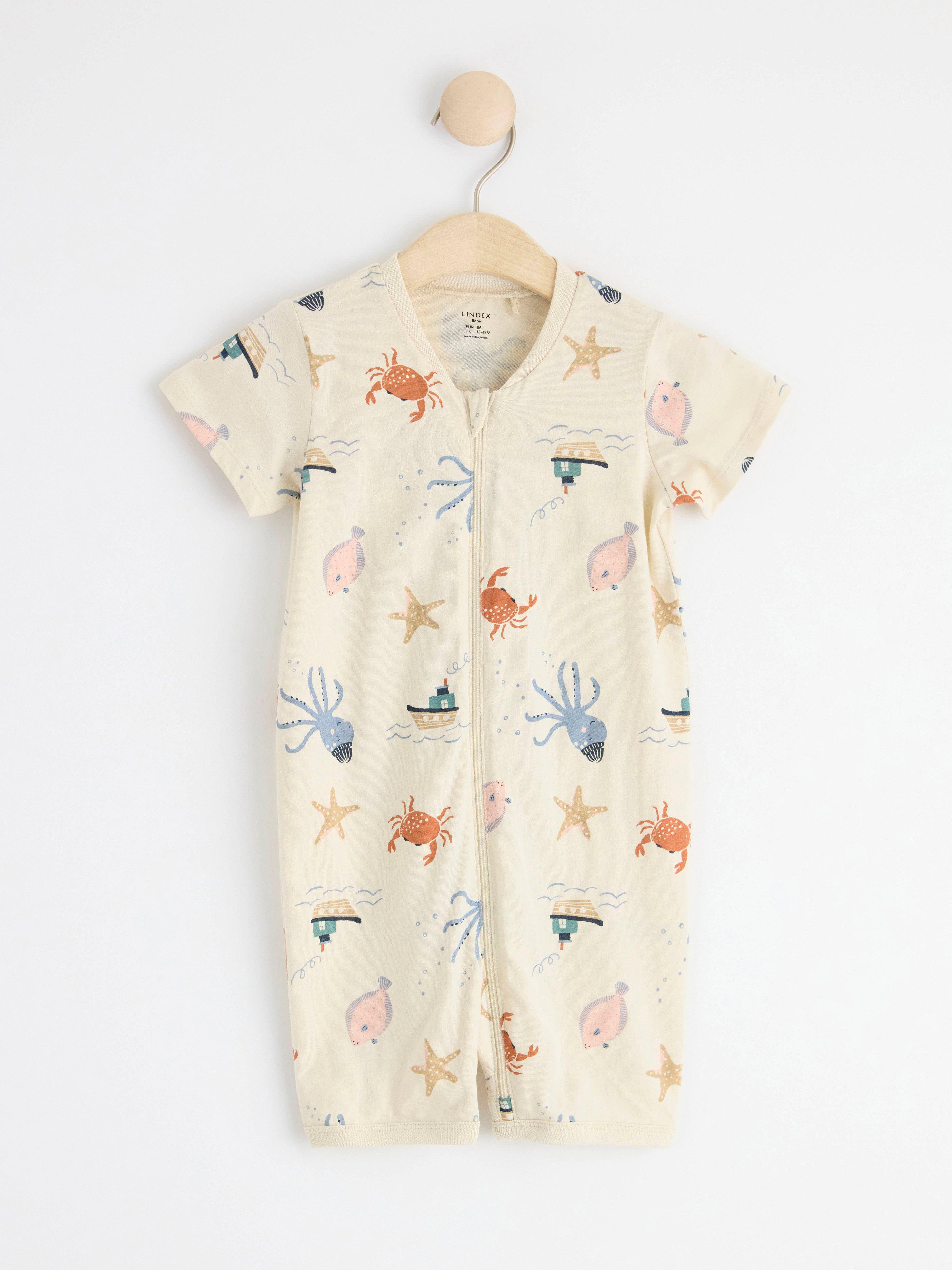 Pyjama romper with ocean print | Lindex Poland