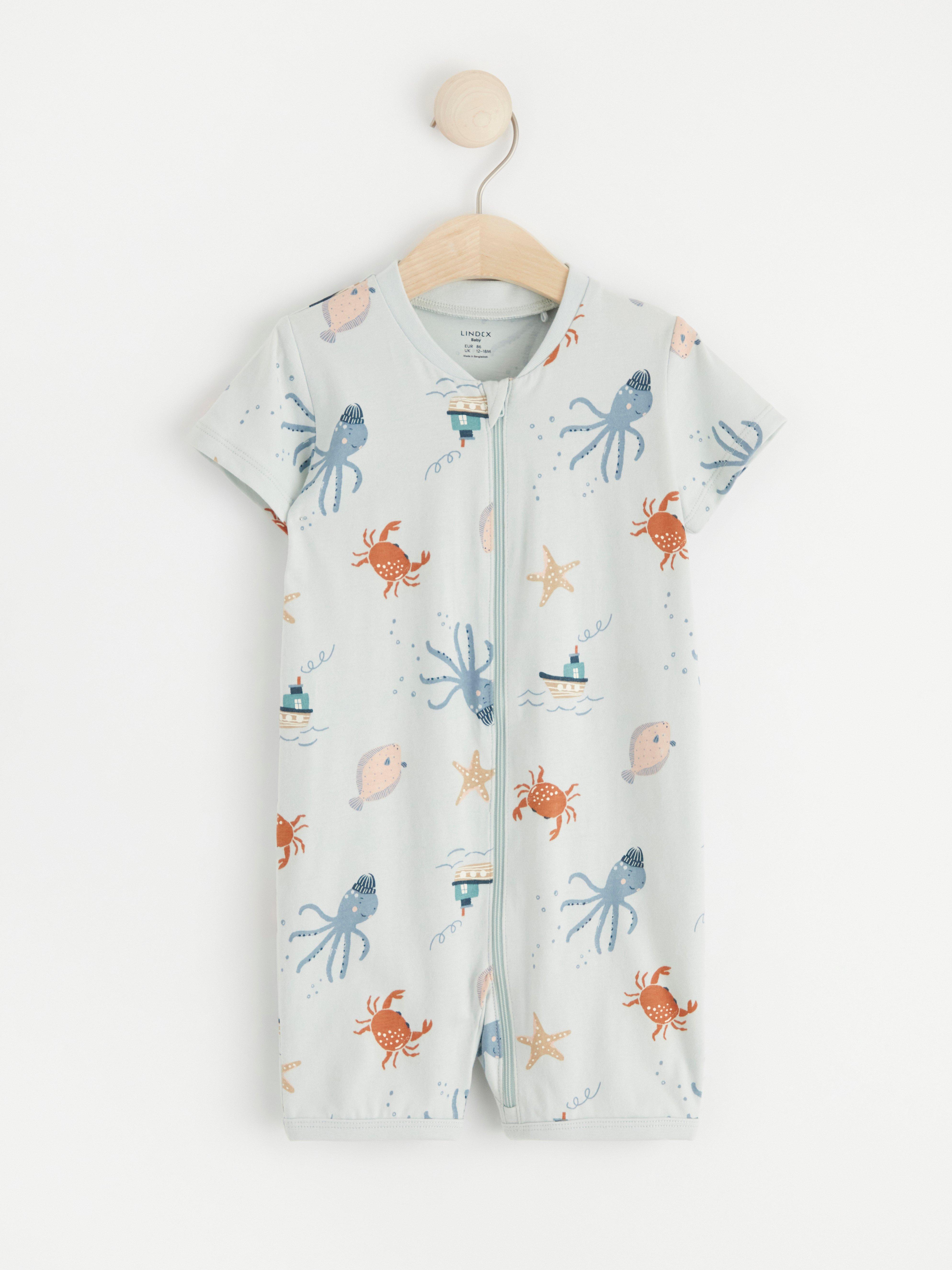 Pyjama romper with ocean print | Lindex Poland
