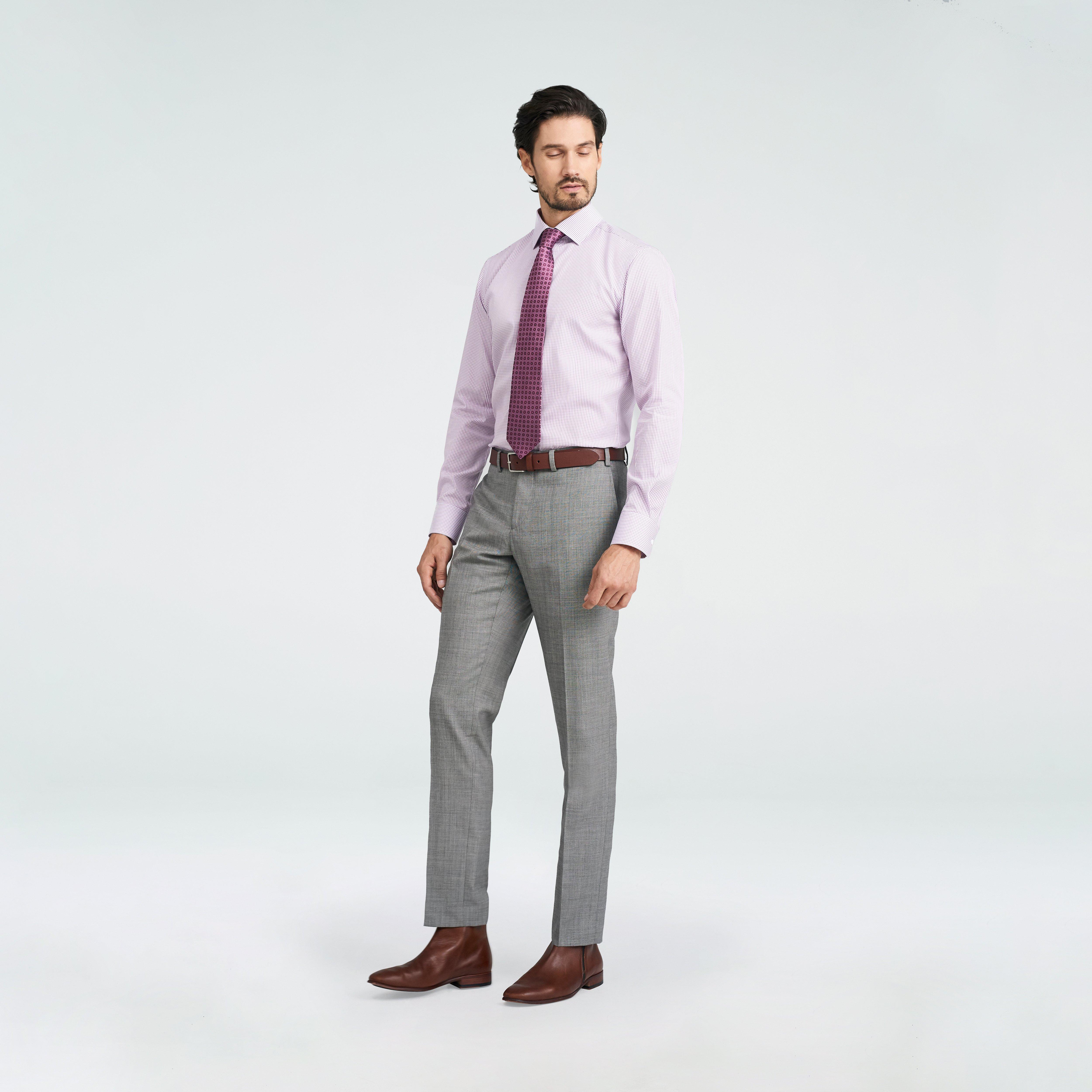 Custom Pants Made For You - Hayle Sharkskin Light Gray Pants | INDOCHINO