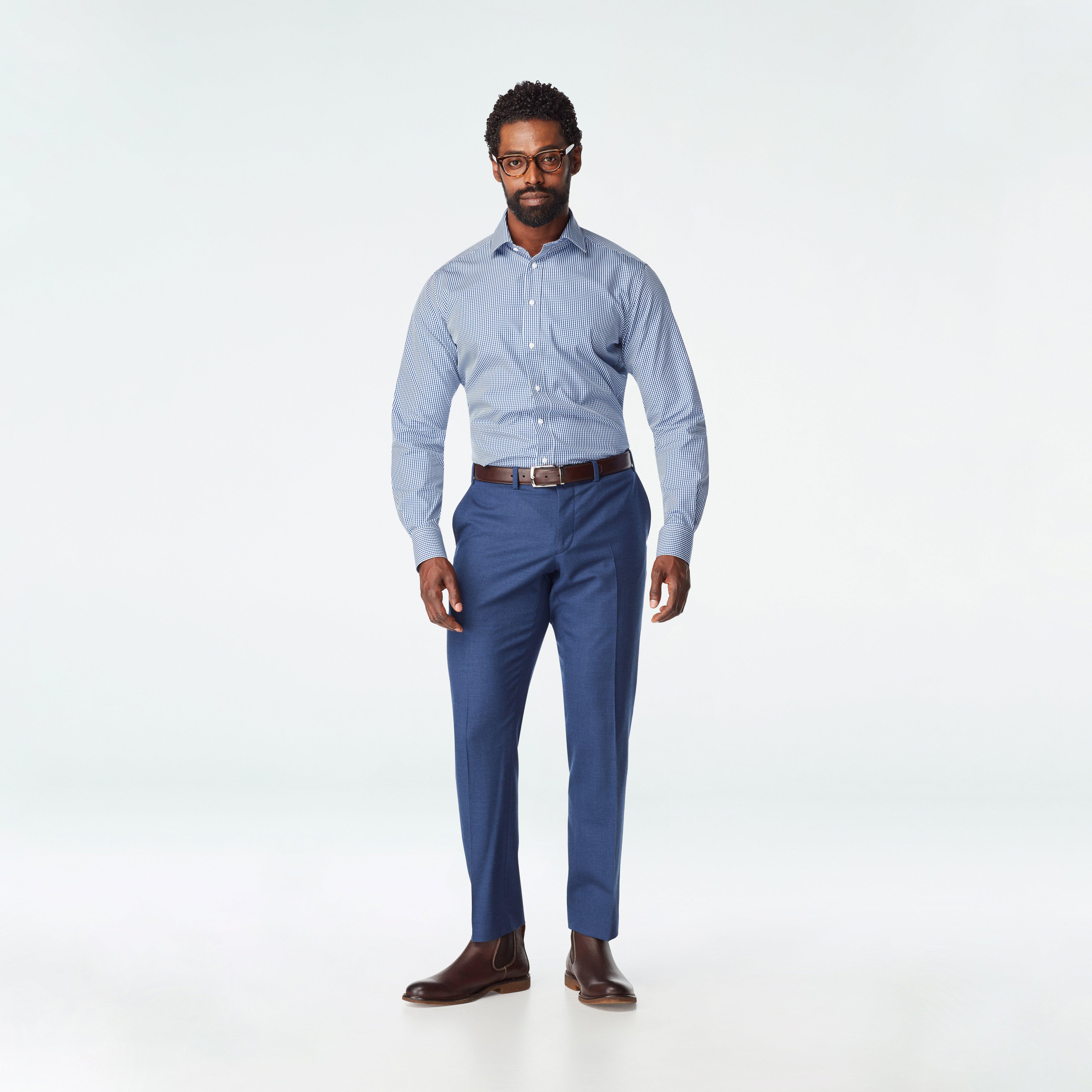 Men's Custom Suits - Hayward Flannel Blue Pants| INDOCHINO