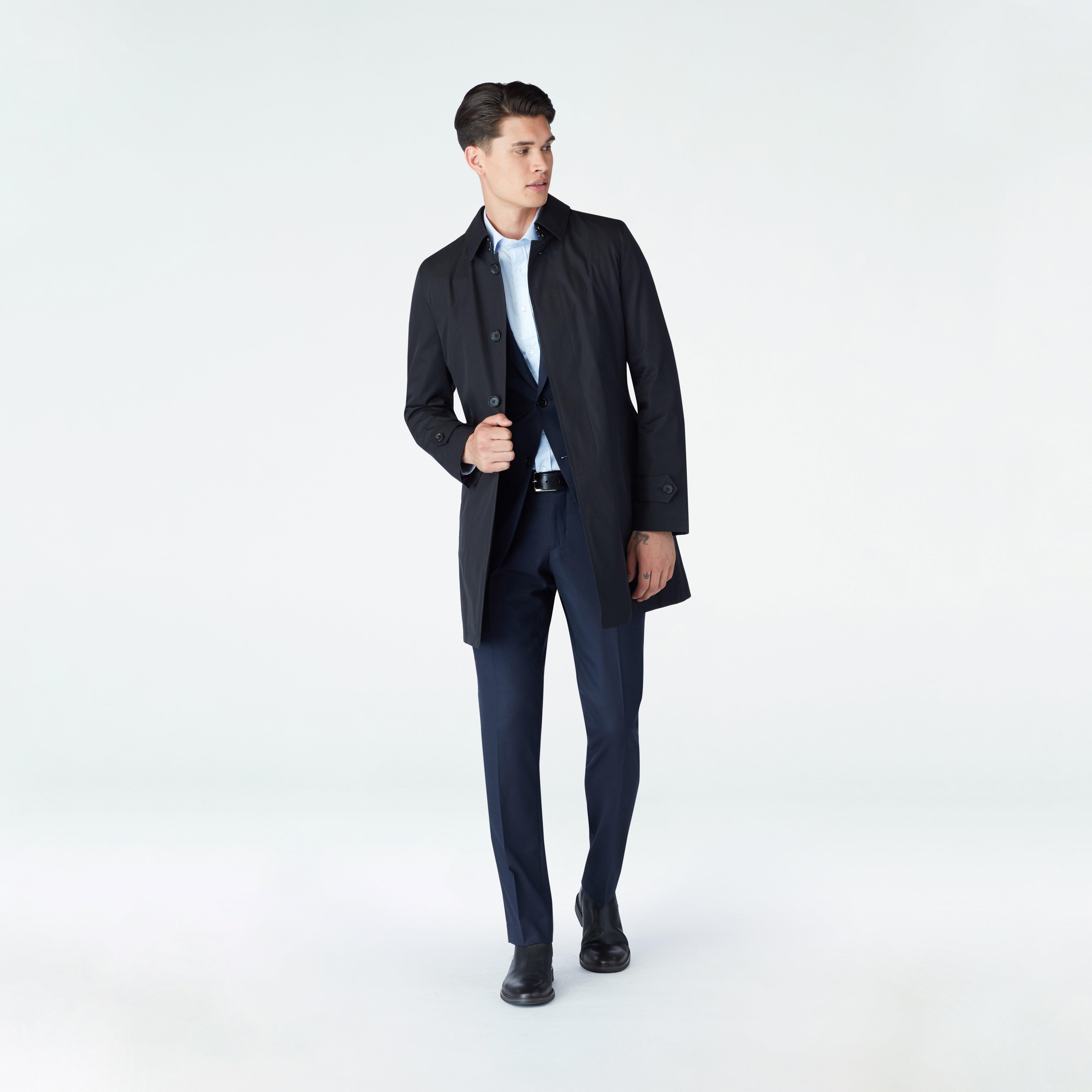 Men's Custom Trenchcoats - Highcliffe Black Mac Coat with Detachable ...