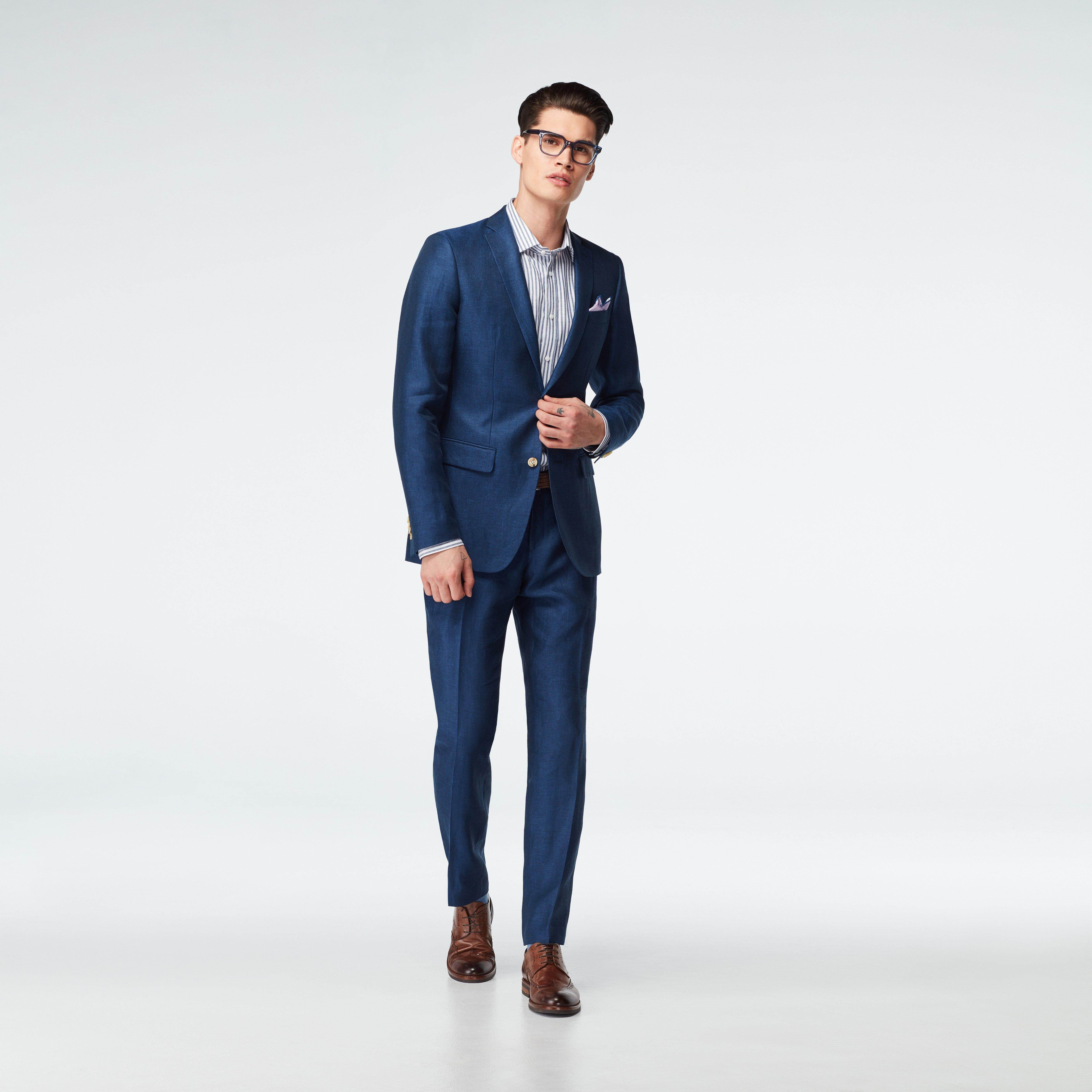 Custom Blazers Made For You - Sailsbury Linen Blue Blazer | INDOCHINO