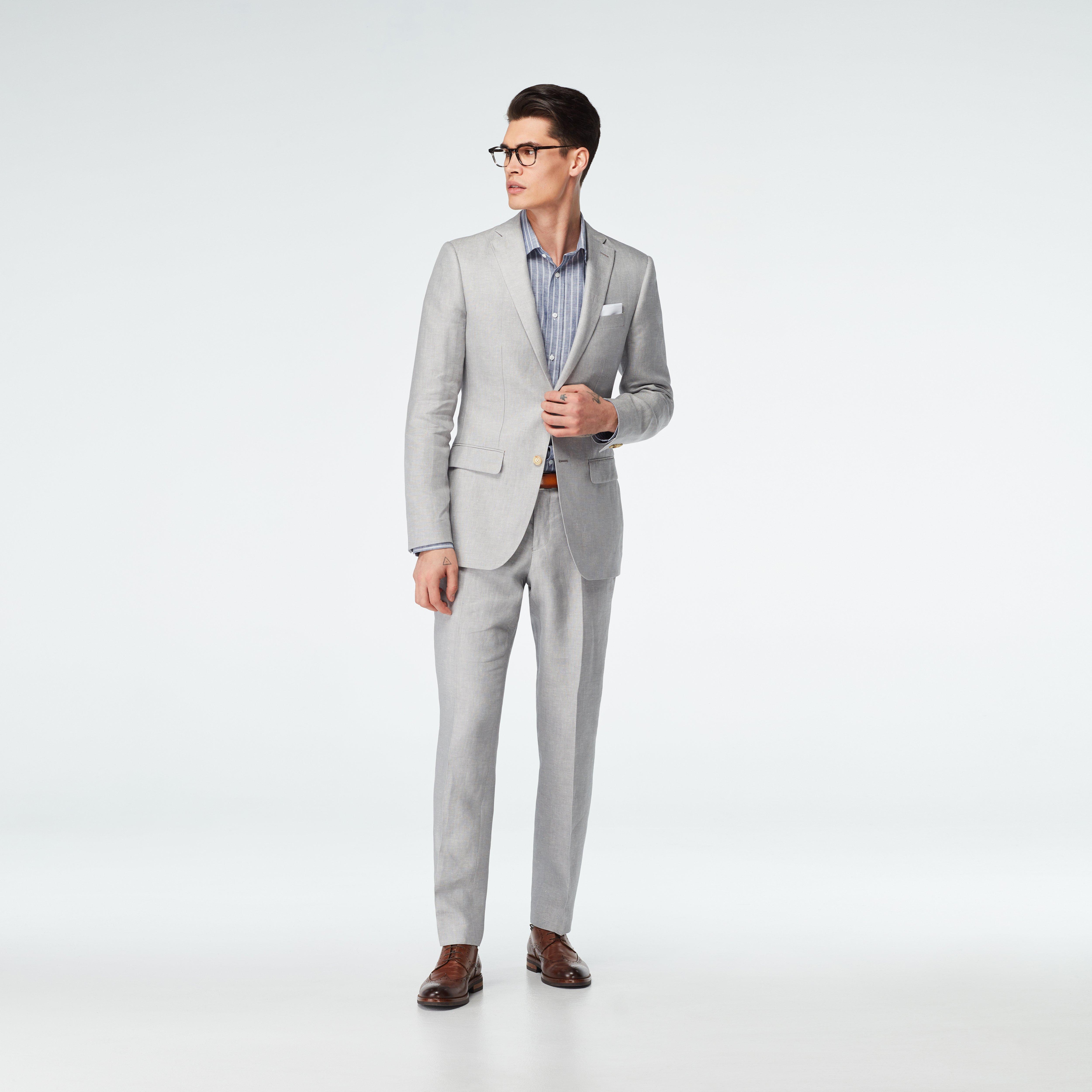 Custom Blazers Made For You - Sailsbury Linen Gray Blazer | INDOCHINO