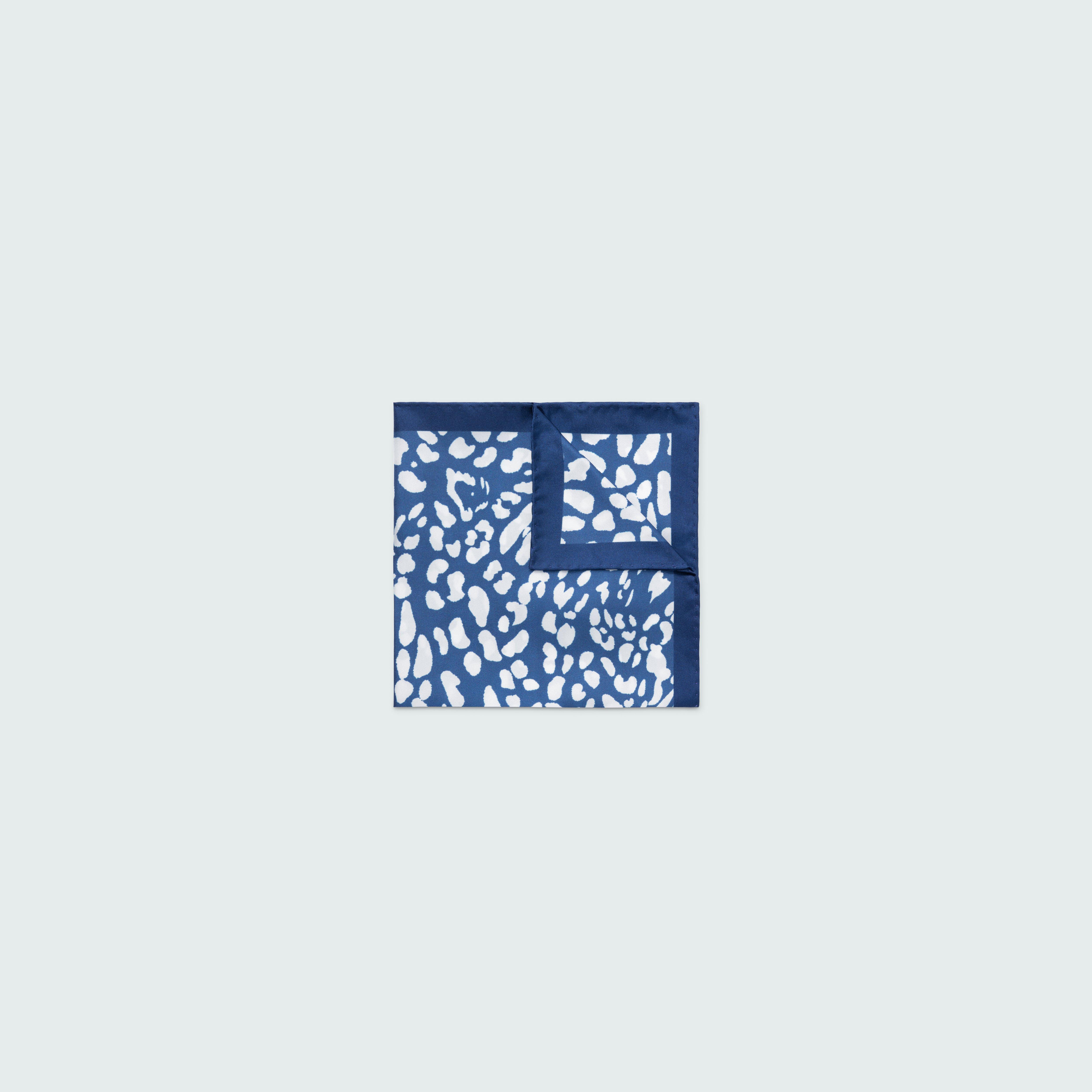 Blue Cheetah Print Pocket Square