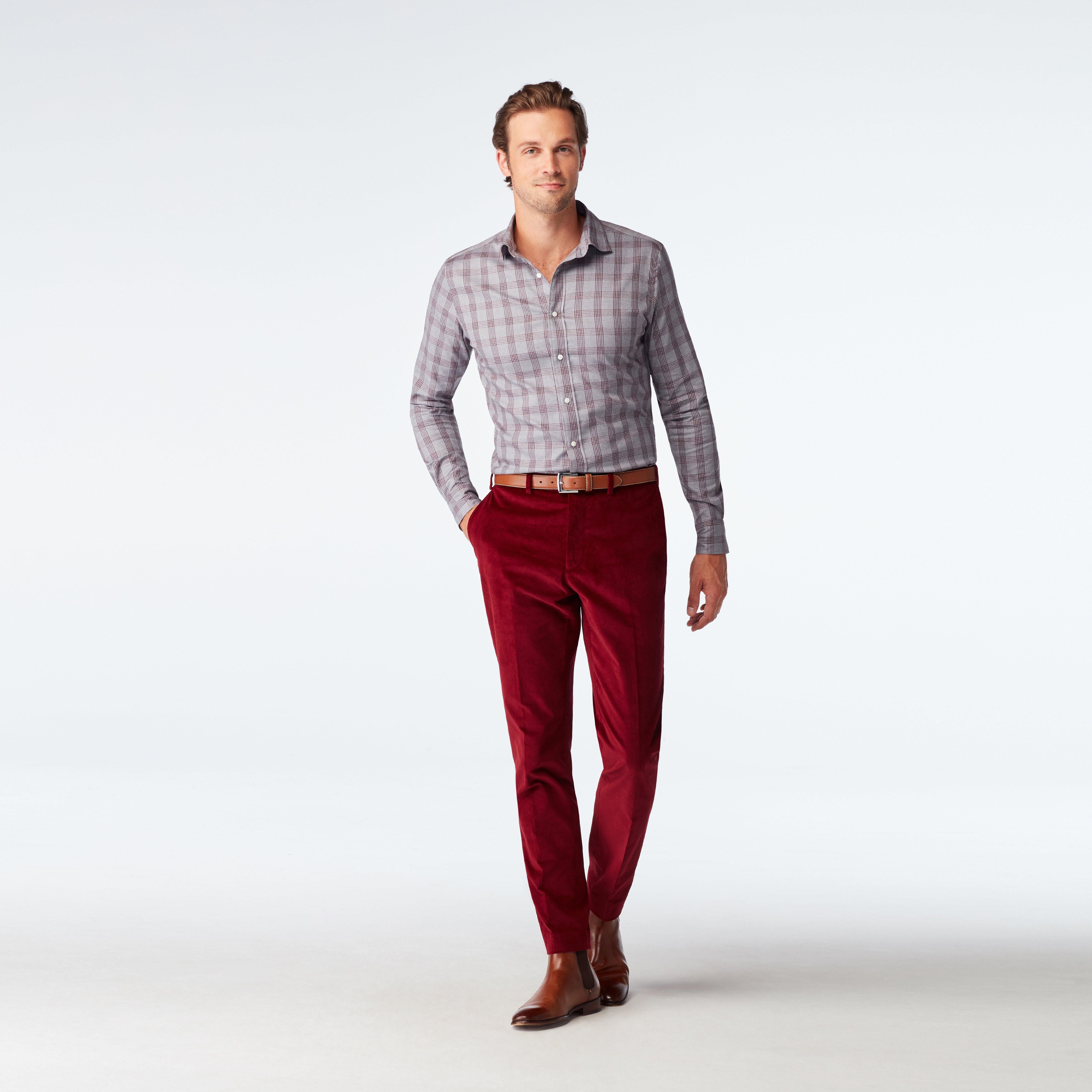 Custom Pants Made For You - Flaxton Corduroy Red Pants | INDOCHINO