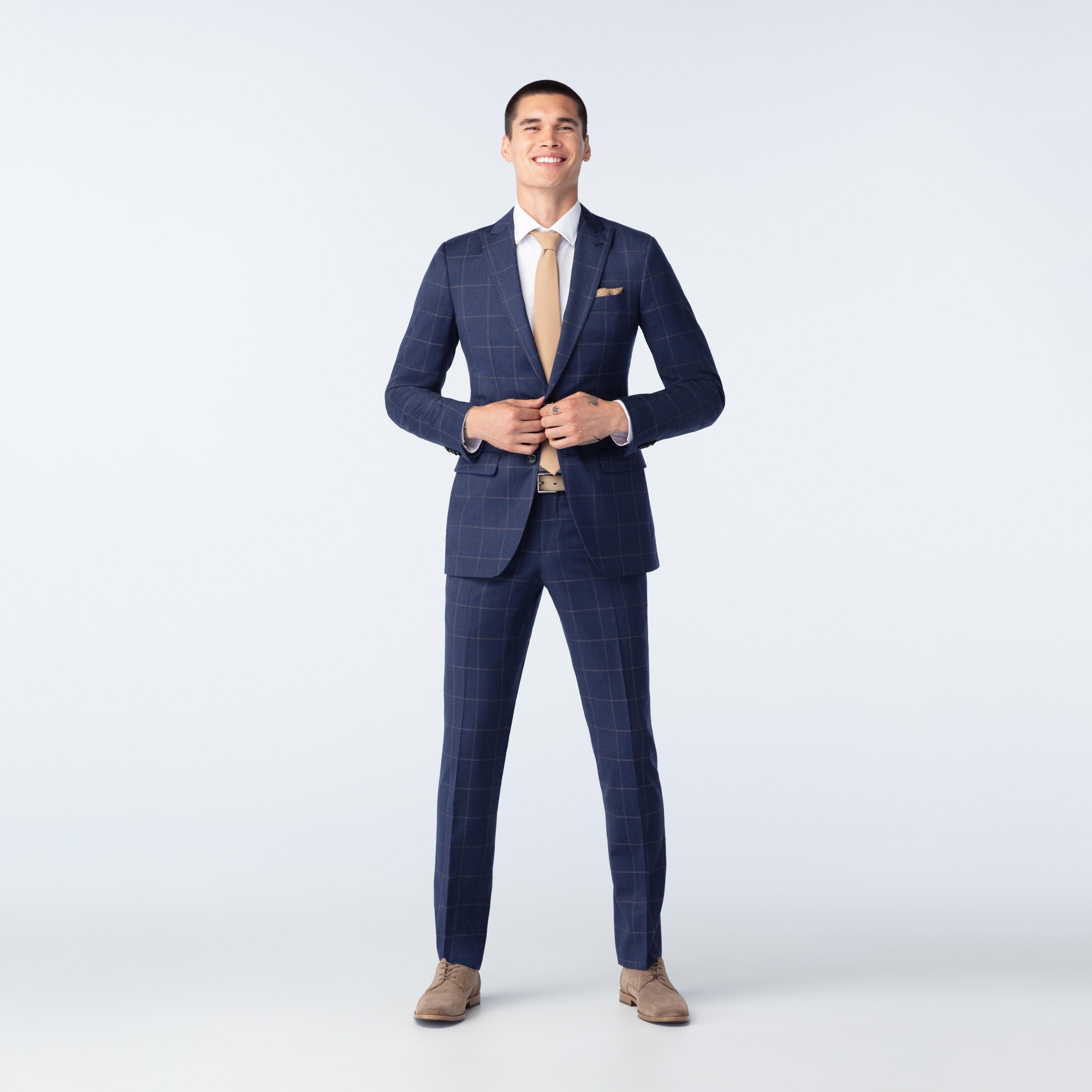 Custom Suits Made For You - Grove Windowpane Blue Suit | INDOCHINO
