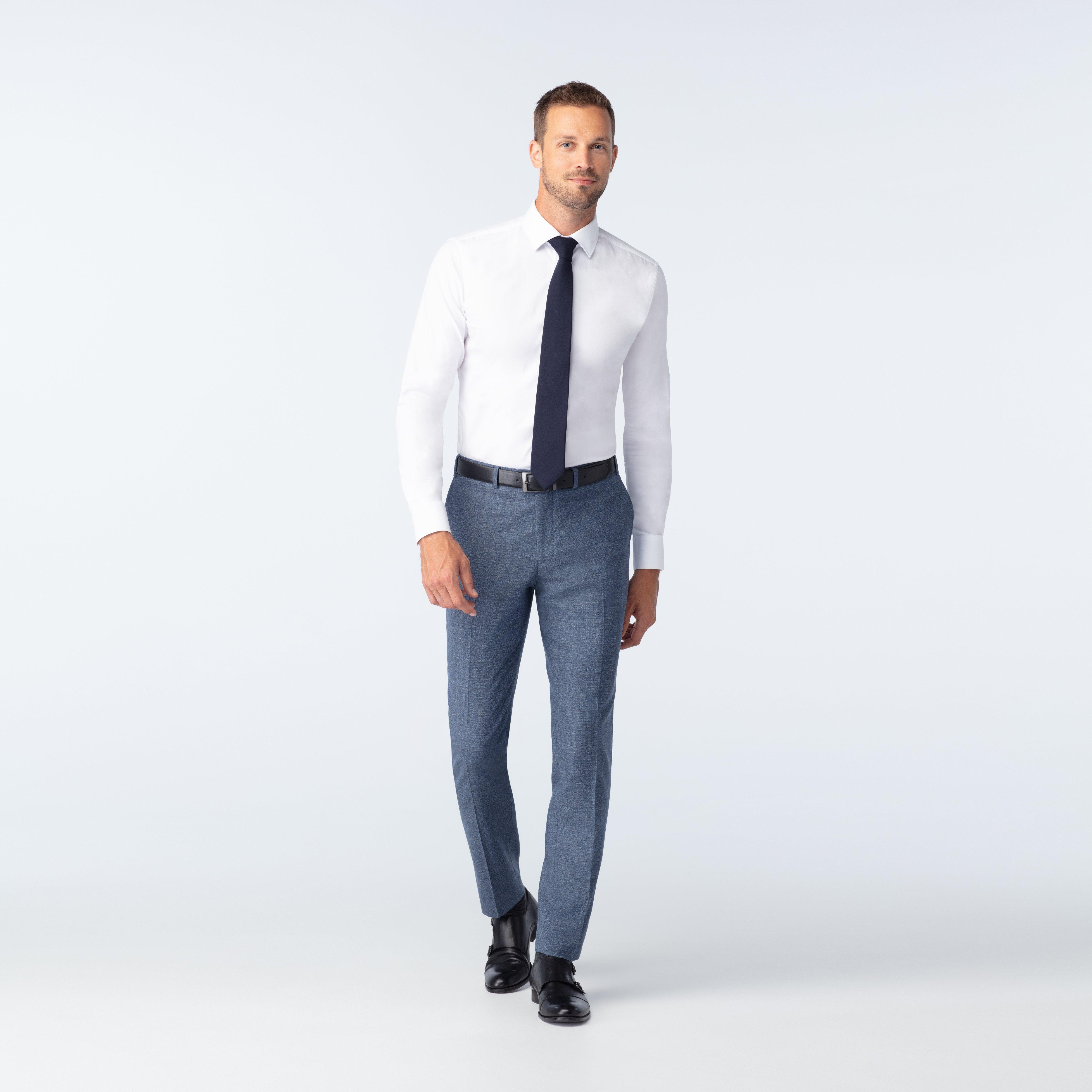 Custom Pants Made For You - Monza Royal Flannel Stone Blue Pants ...