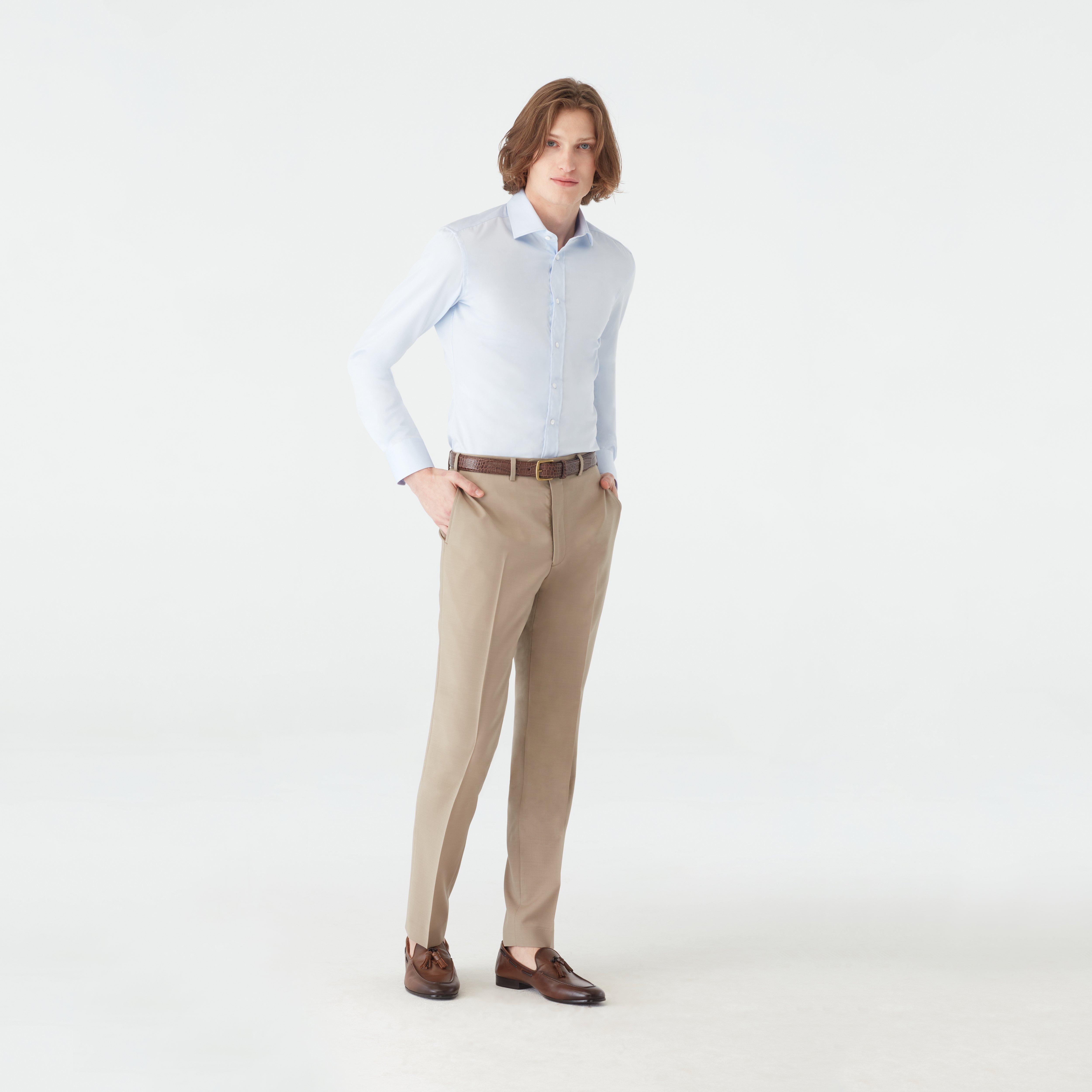 Custom Pants Made For You - Hamilton Sharkskin Sand Pants | INDOCHINO