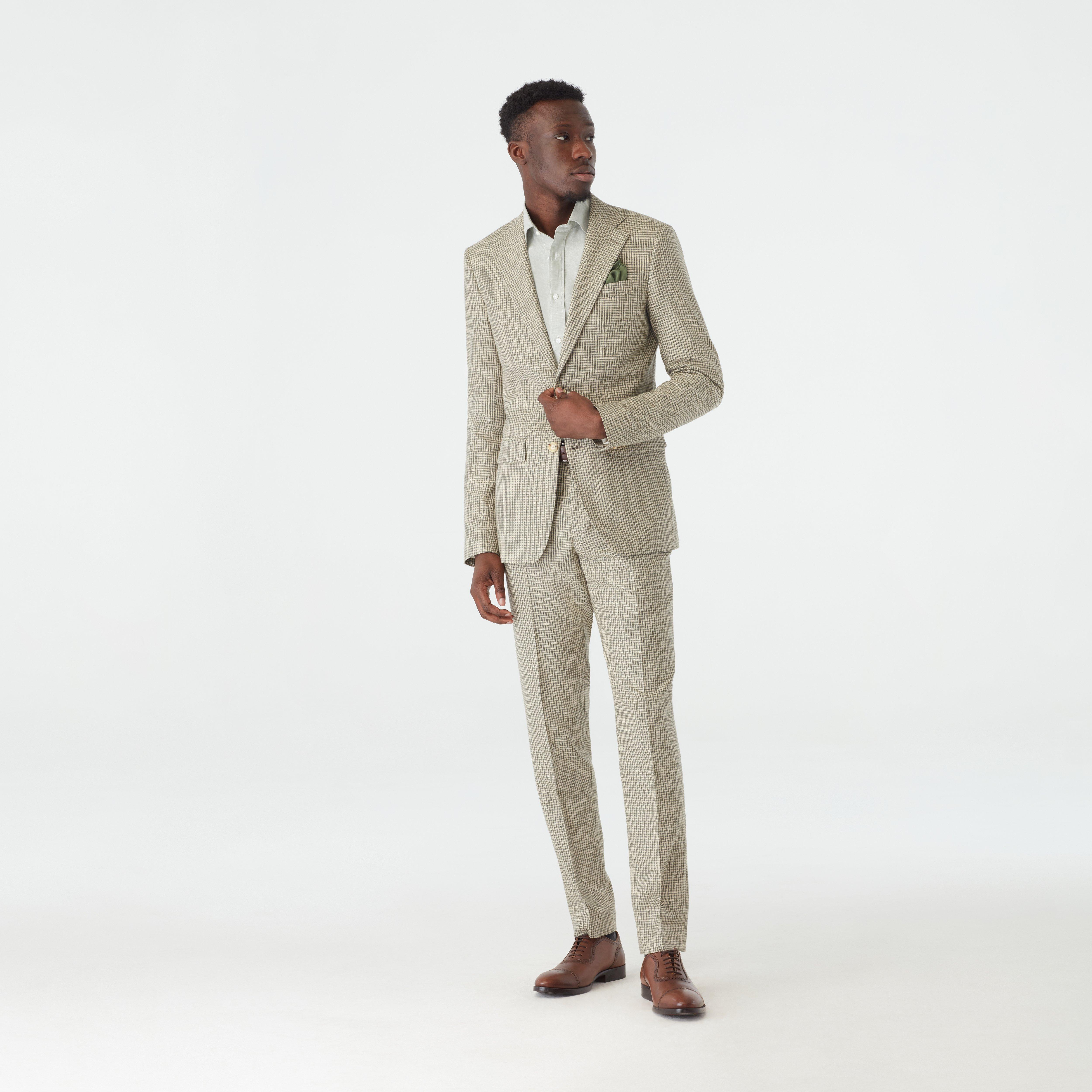 Custom Blazers Made For You - Brighton Check Sage Blazer | INDOCHINO