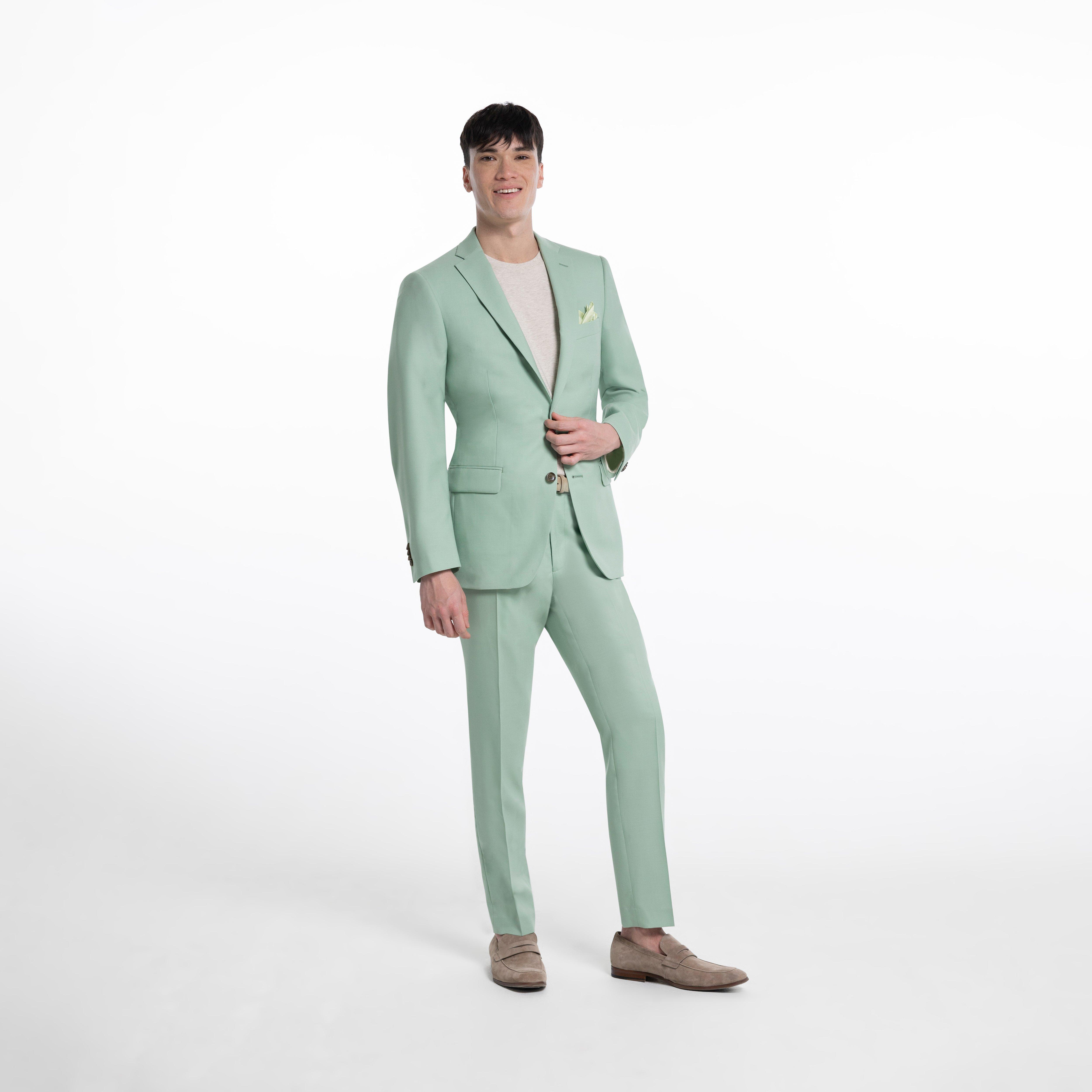 Custom Blazers Made For You - Knotting Birdseye Light Sage Blazer ...