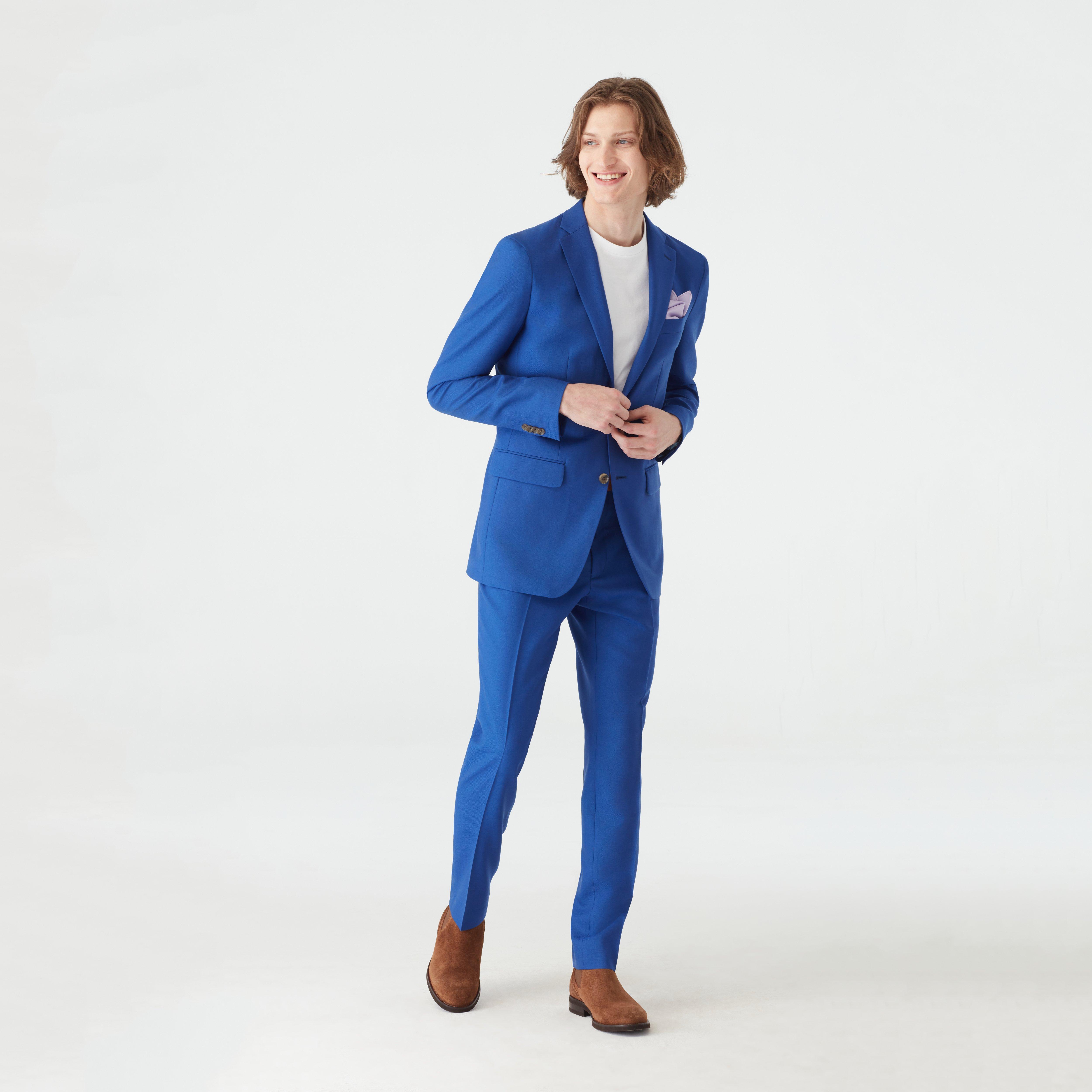 Custom Blazers Made For You - Knotting Birdseye Deep Blue Blazer ...