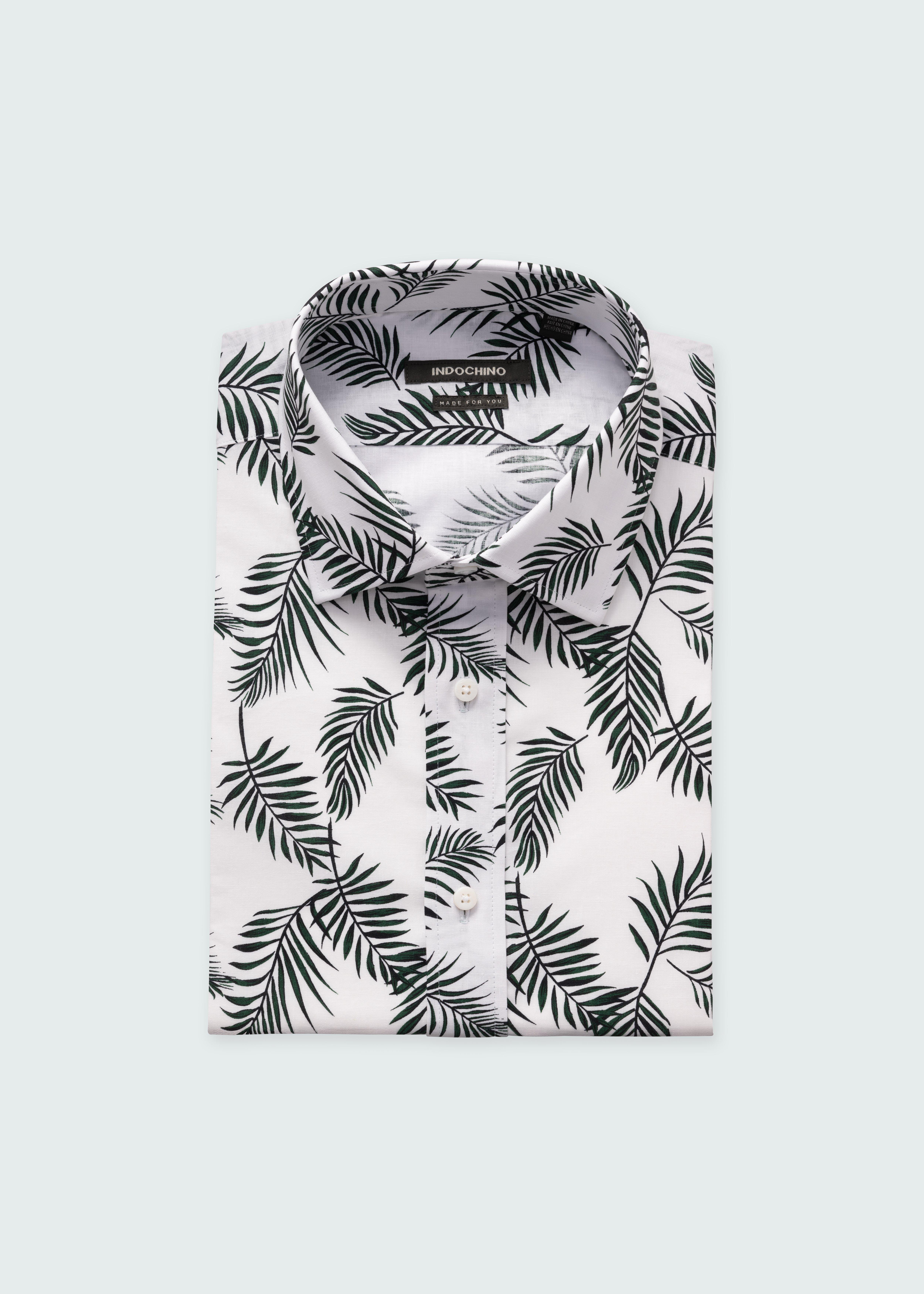 Men's Custom Shirts - Seaham Palm Print Green Shirt | INDOCHINO
