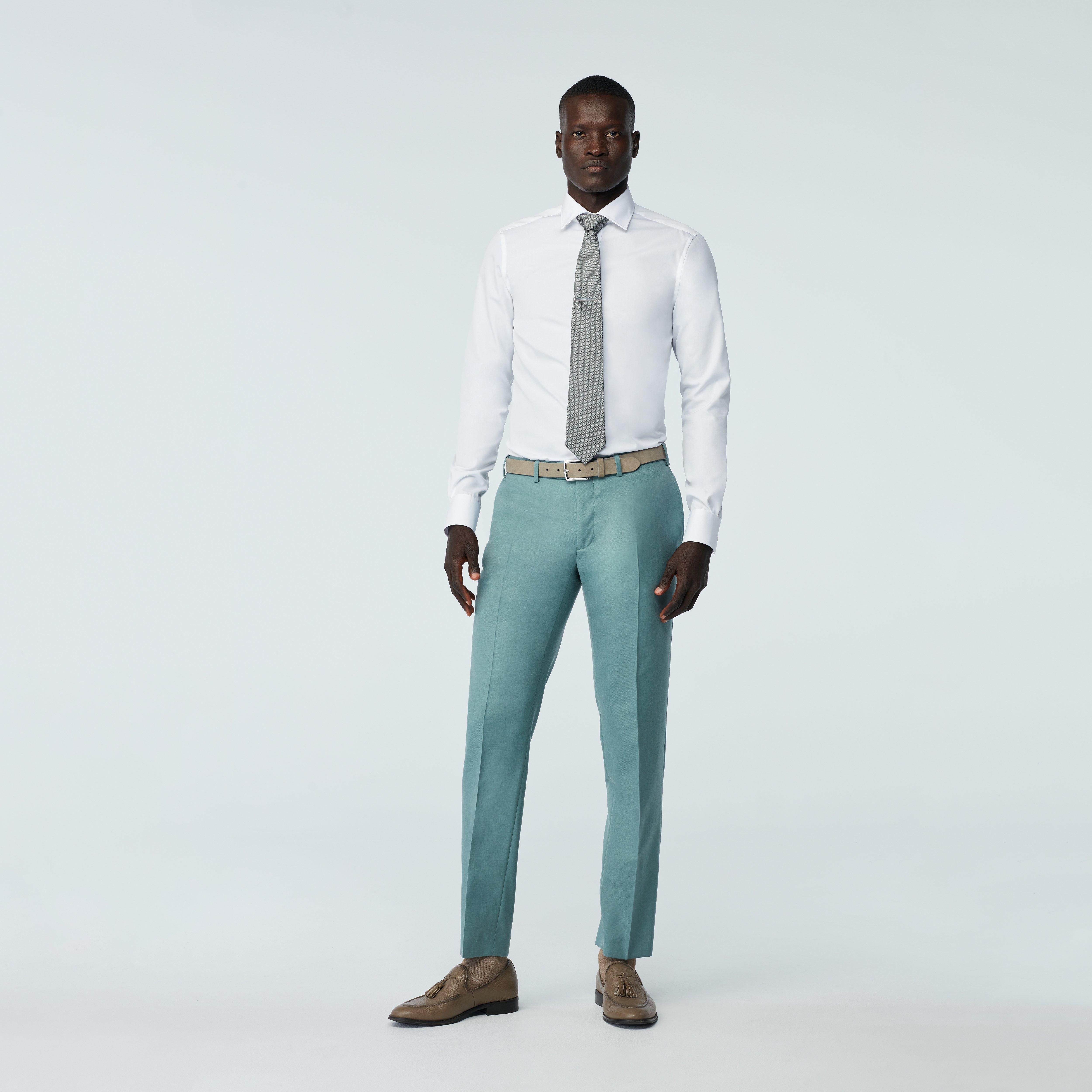 Custom Pants Made For You - Harrogate Light Teal Pants | INDOCHINO