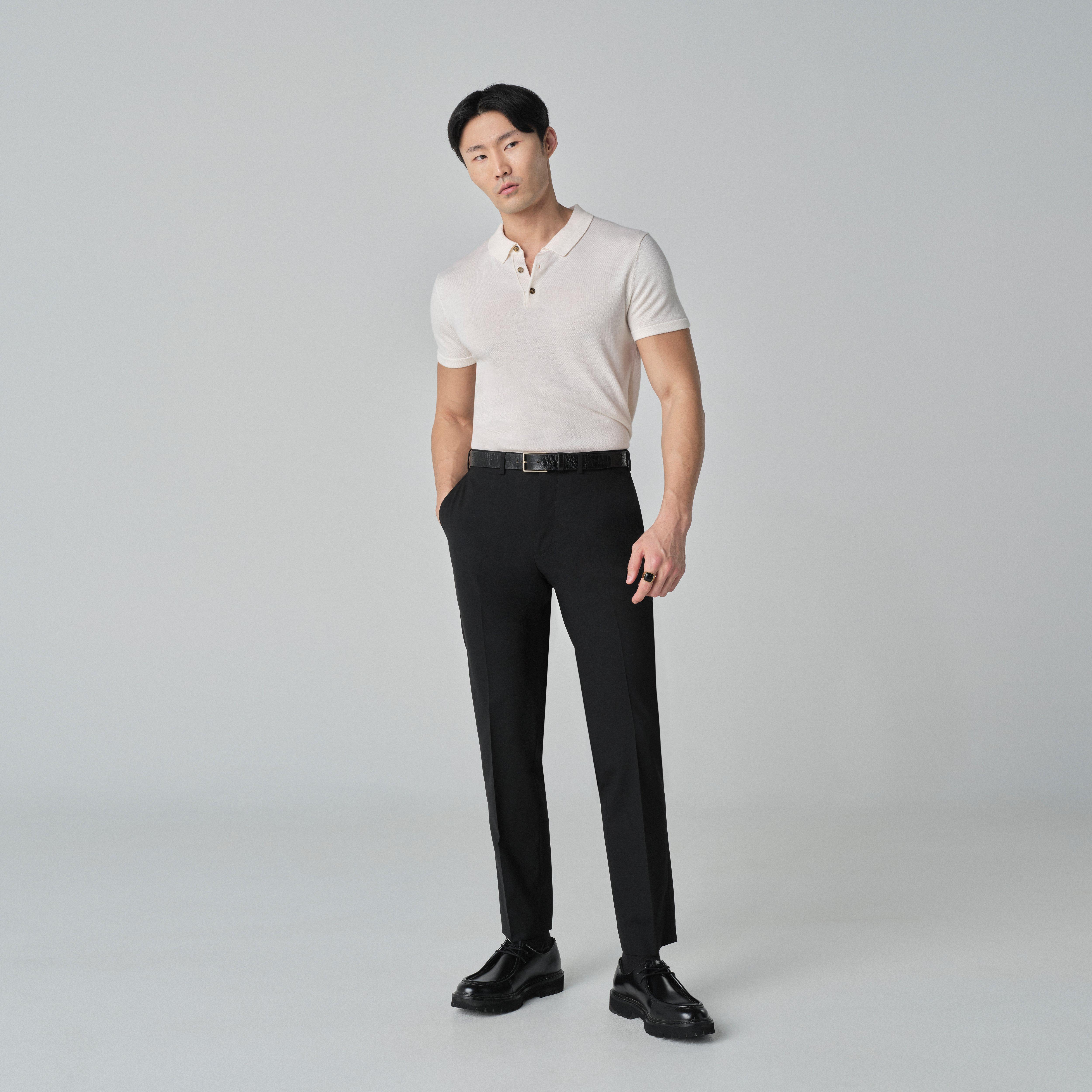 Custom Pants Made For You - Howell Wool Stretch Black Pants | INDOCHINO
