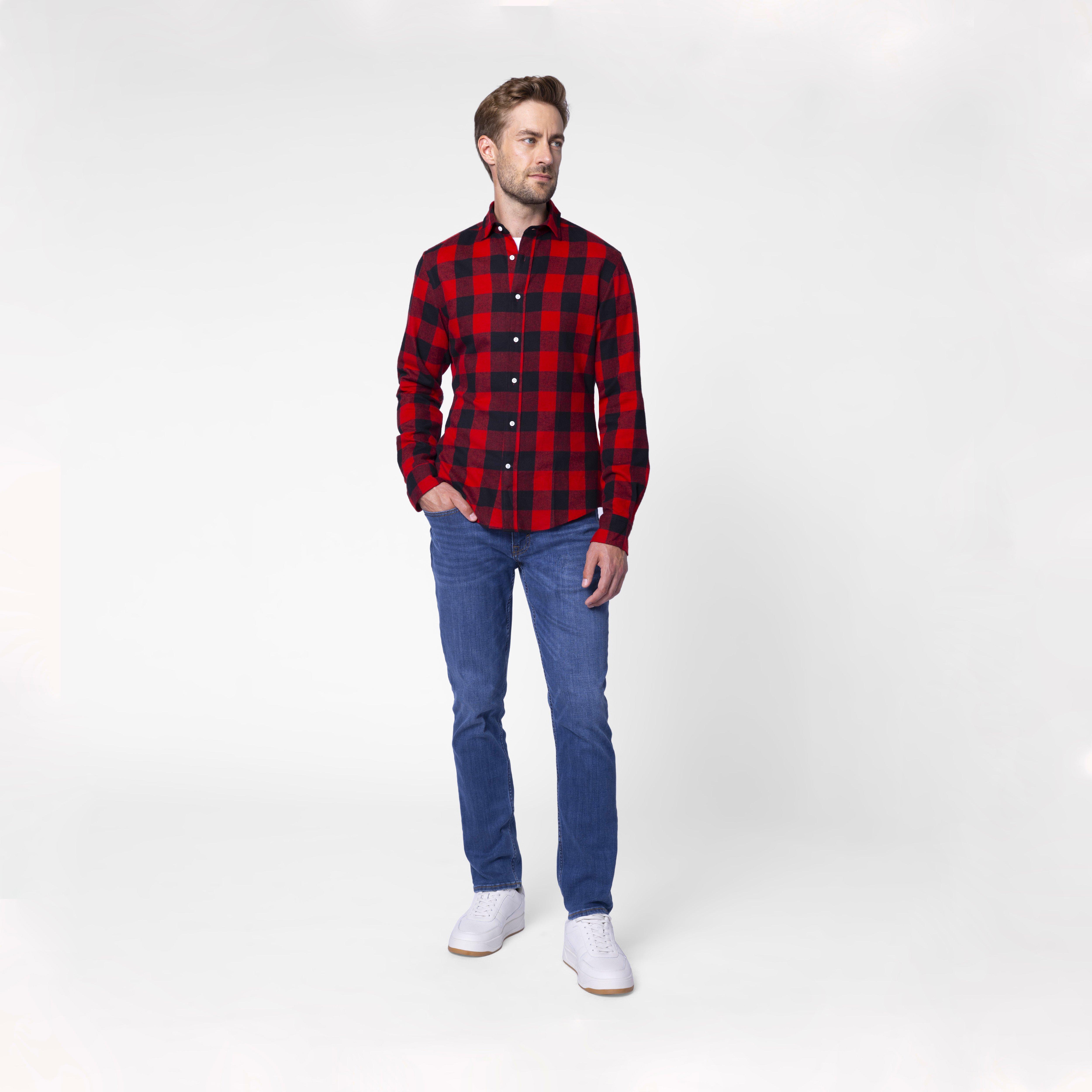Men's Casual Shirts - Jackson Buffalo Flannel Red Casual Shirt | INDOCHINO