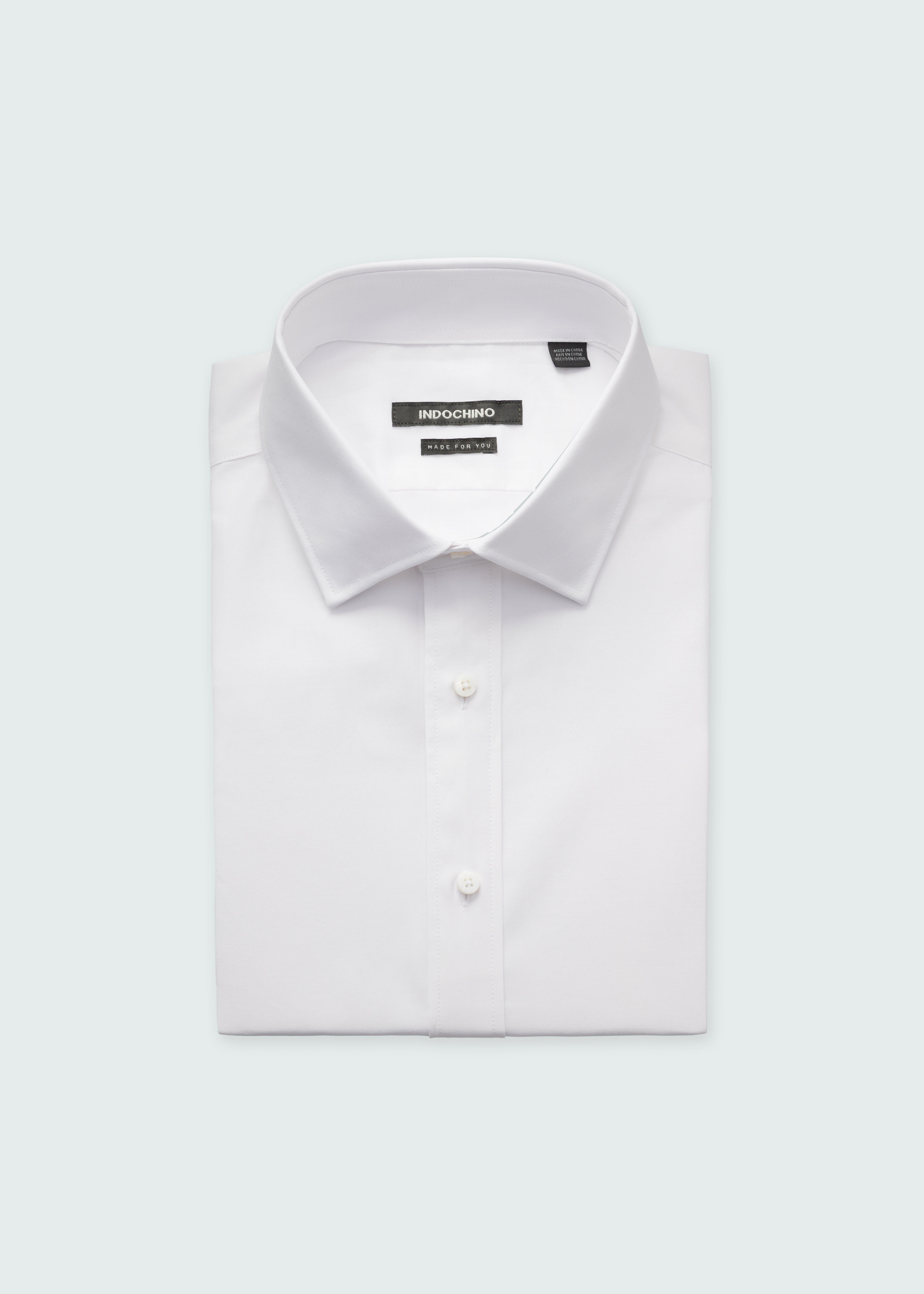 Men's Custom Shirts - Hailey Cotton Stretch White Shirt | INDOCHINO