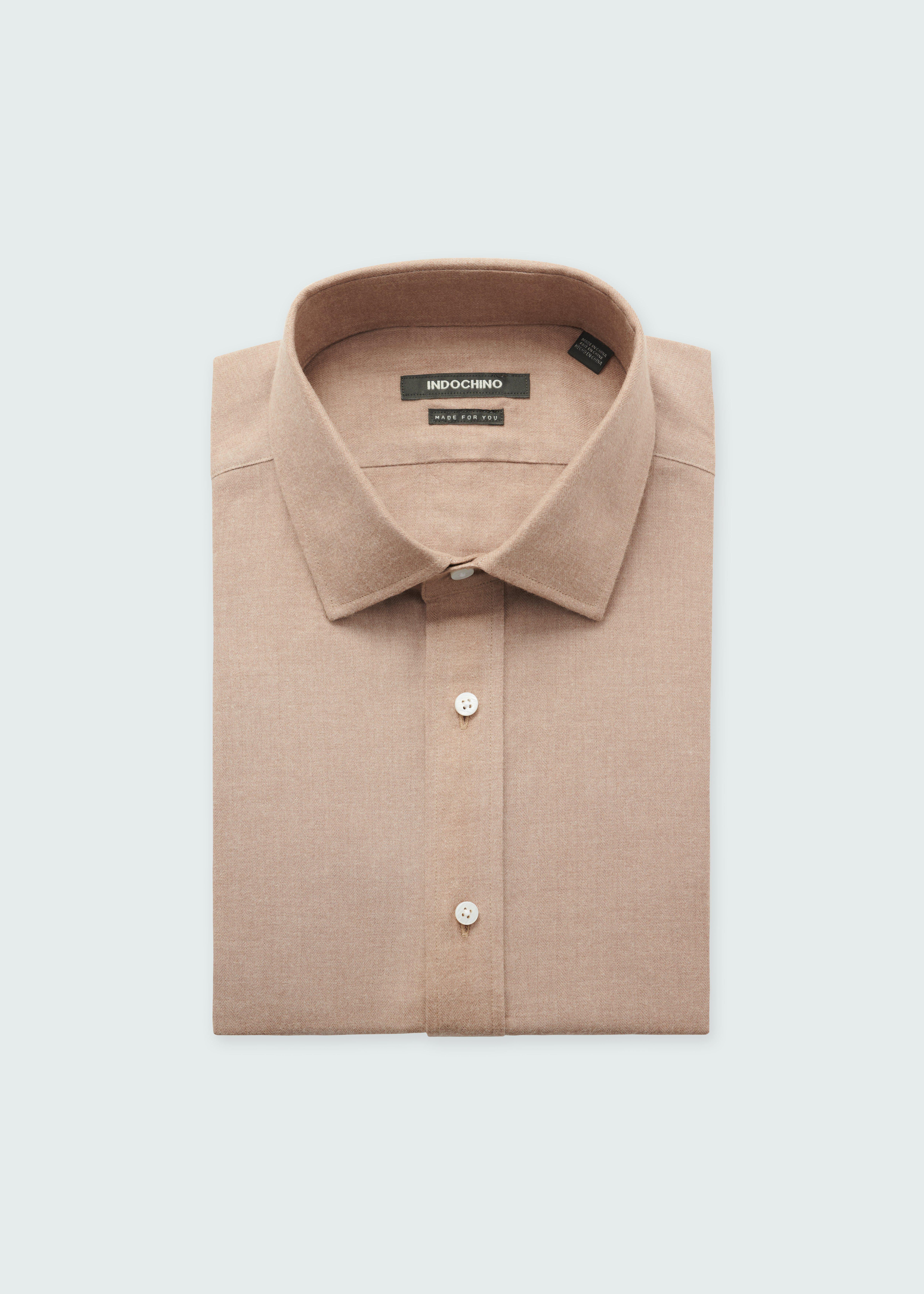 Men's Dress Shirts - Glynn Brushed Melange Sand Shirt | INDOCHINO