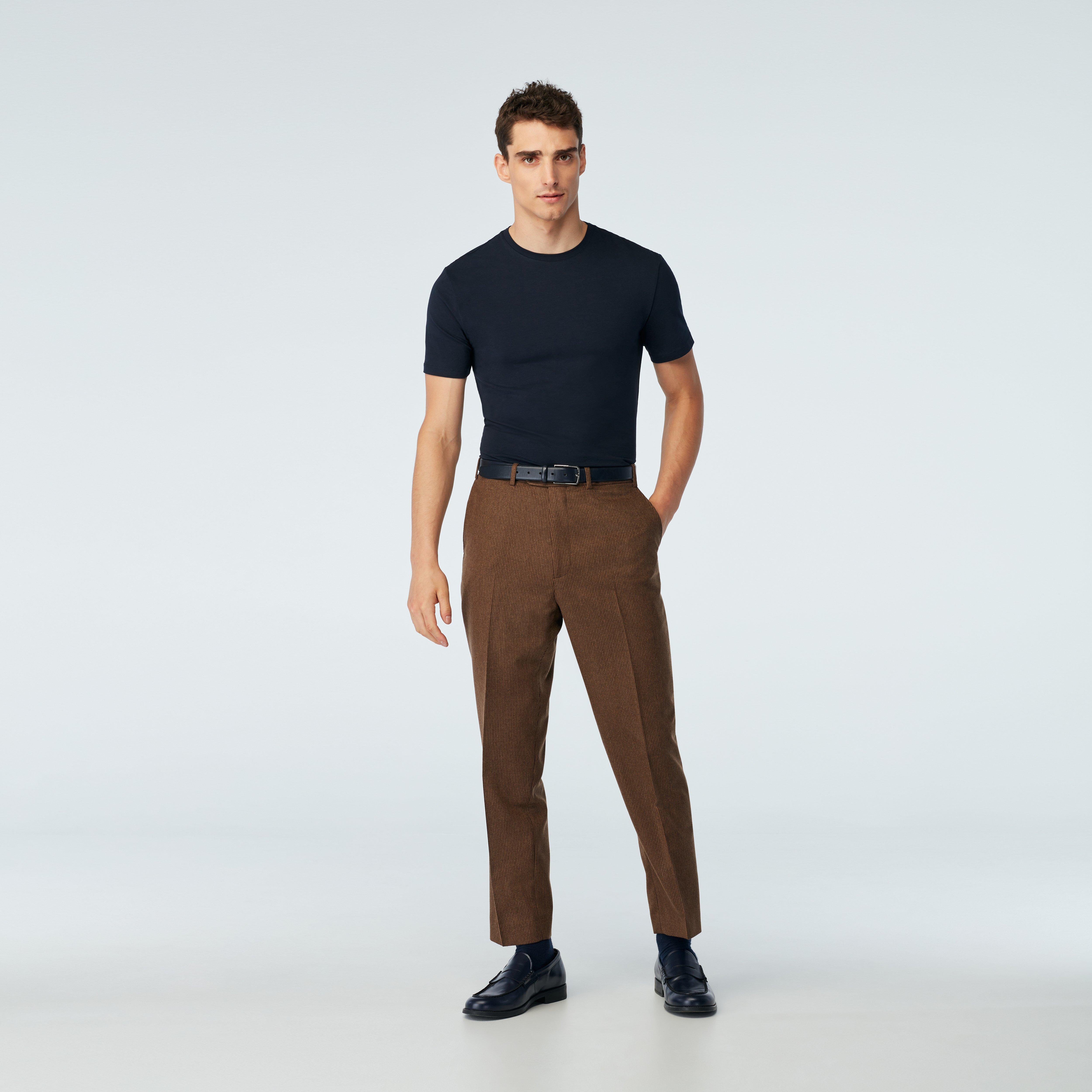 Custom Pants Made For You - Jevington Melange Fineline Brown Pants ...