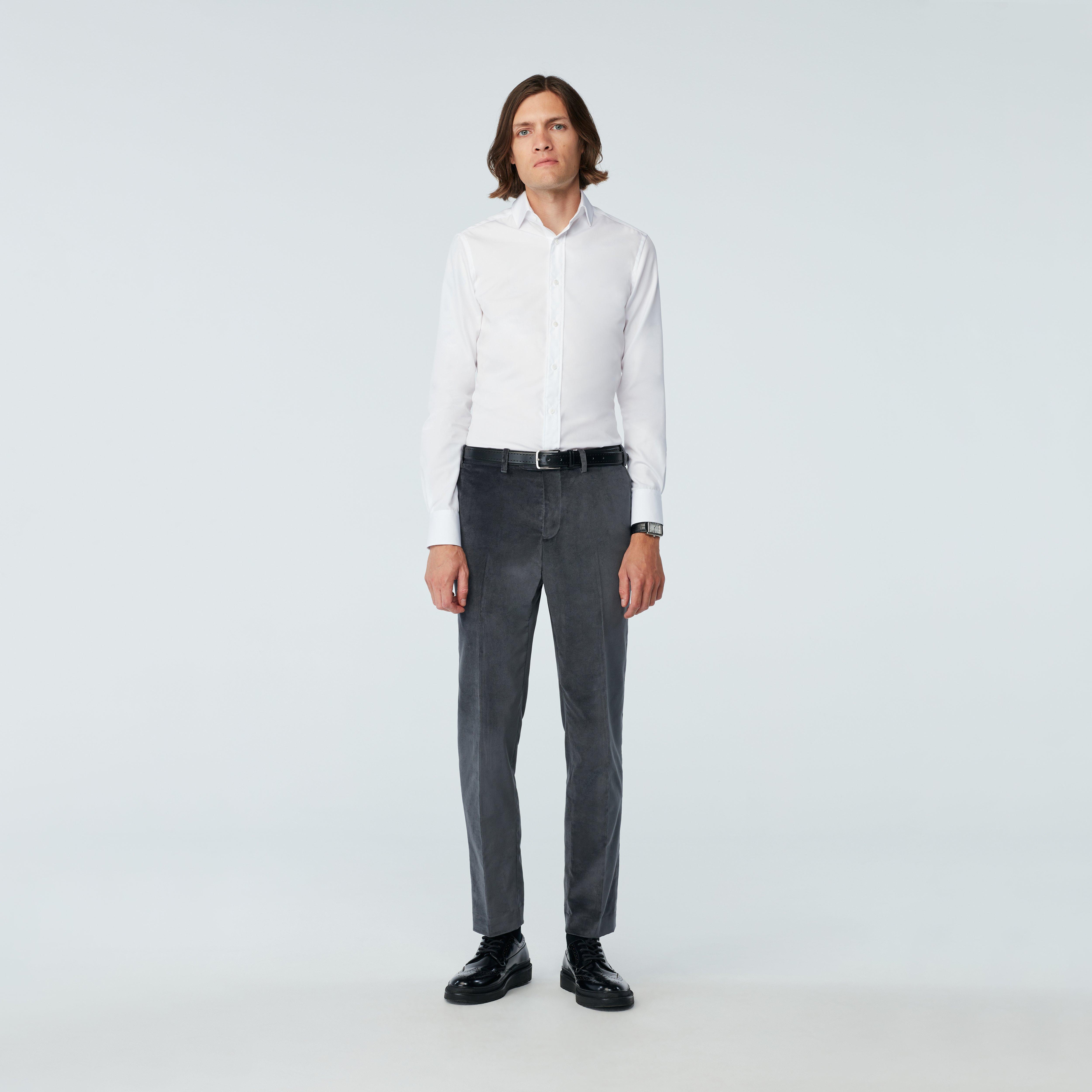 Custom Pants Made For You - Harford Velvet Gray Pants | INDOCHINO