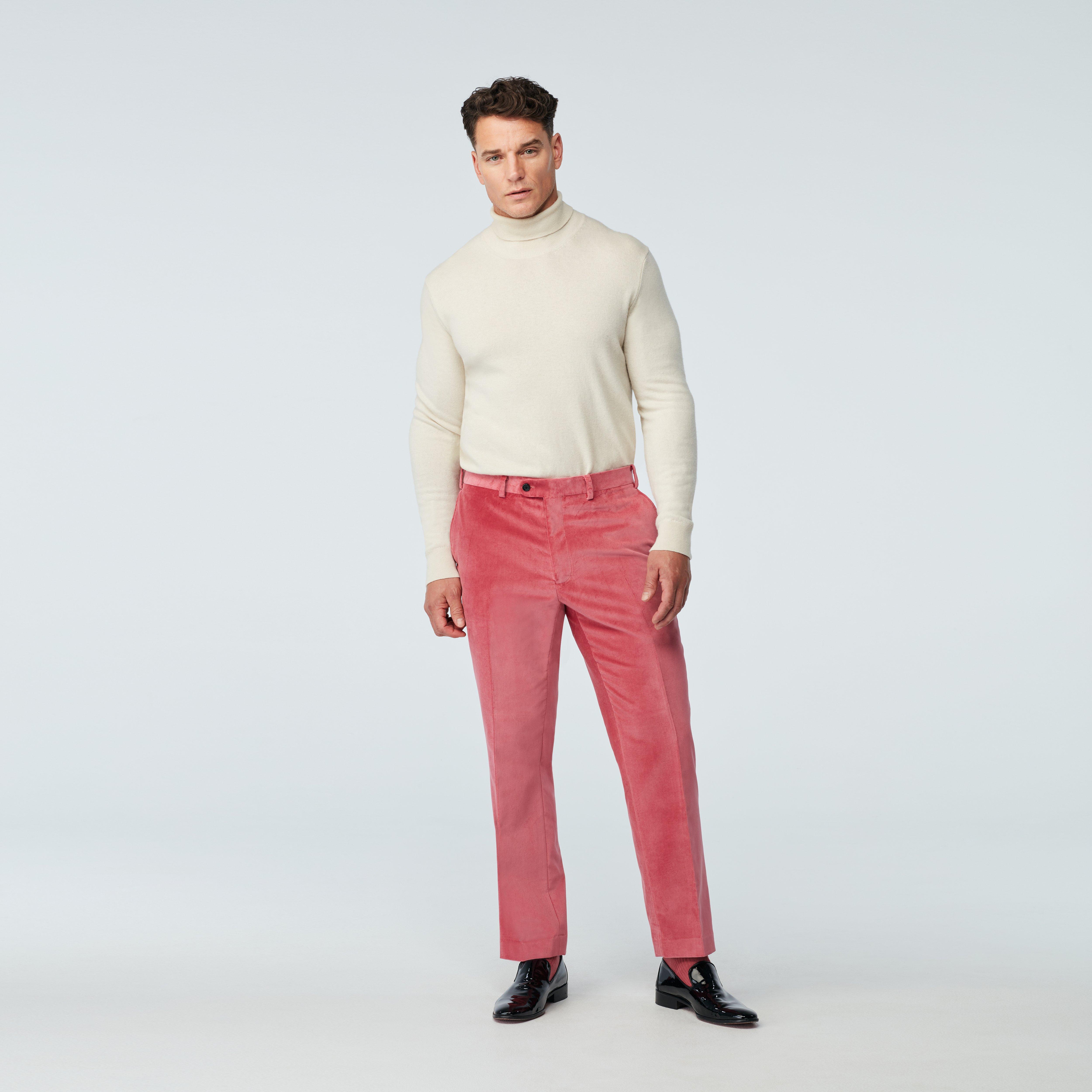 Custom Pants Made For You - Harford Velvet Dusty Rose Pants | INDOCHINO