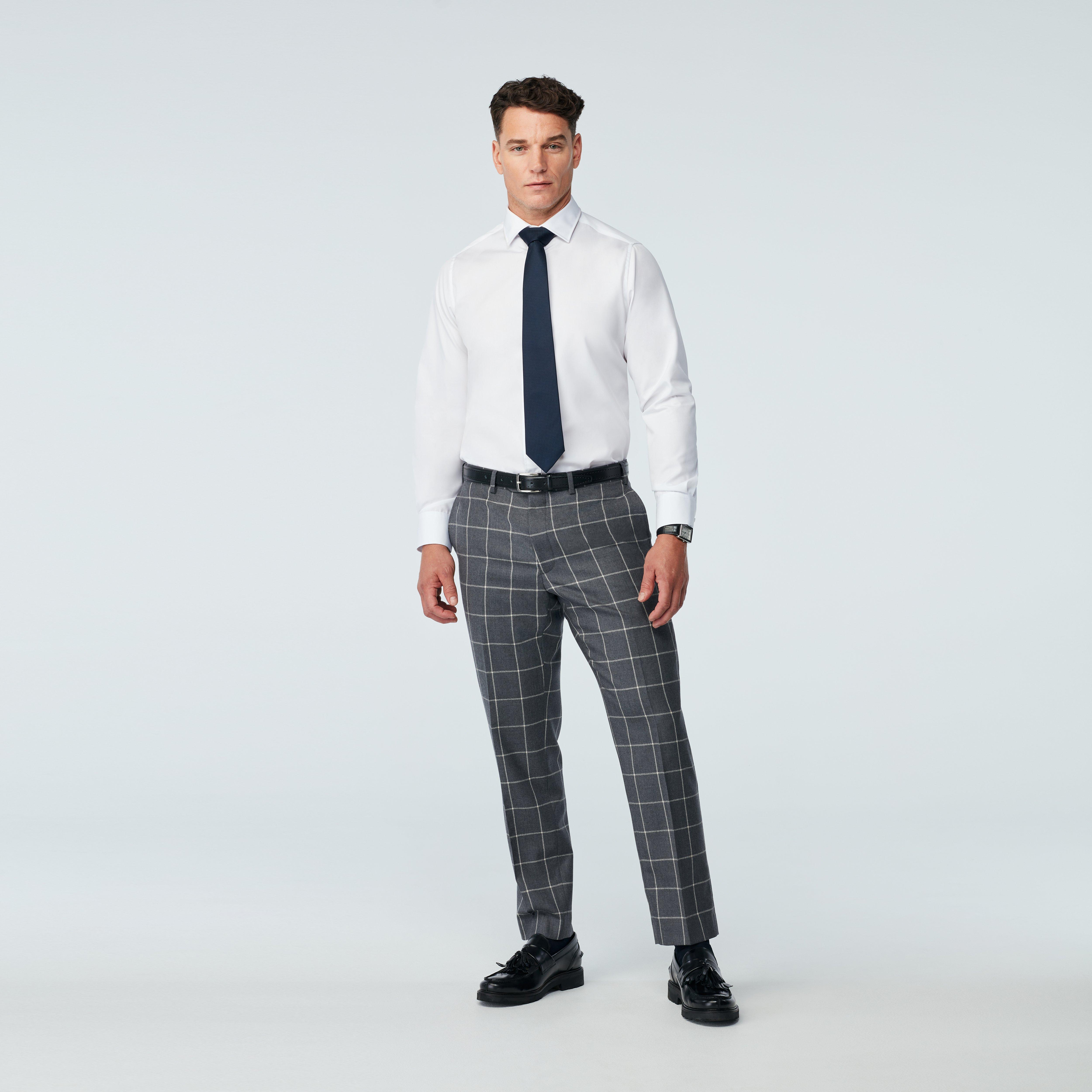 Custom Pants Made For You - Durham Windowpane Dark Gray Pants | INDOCHINO