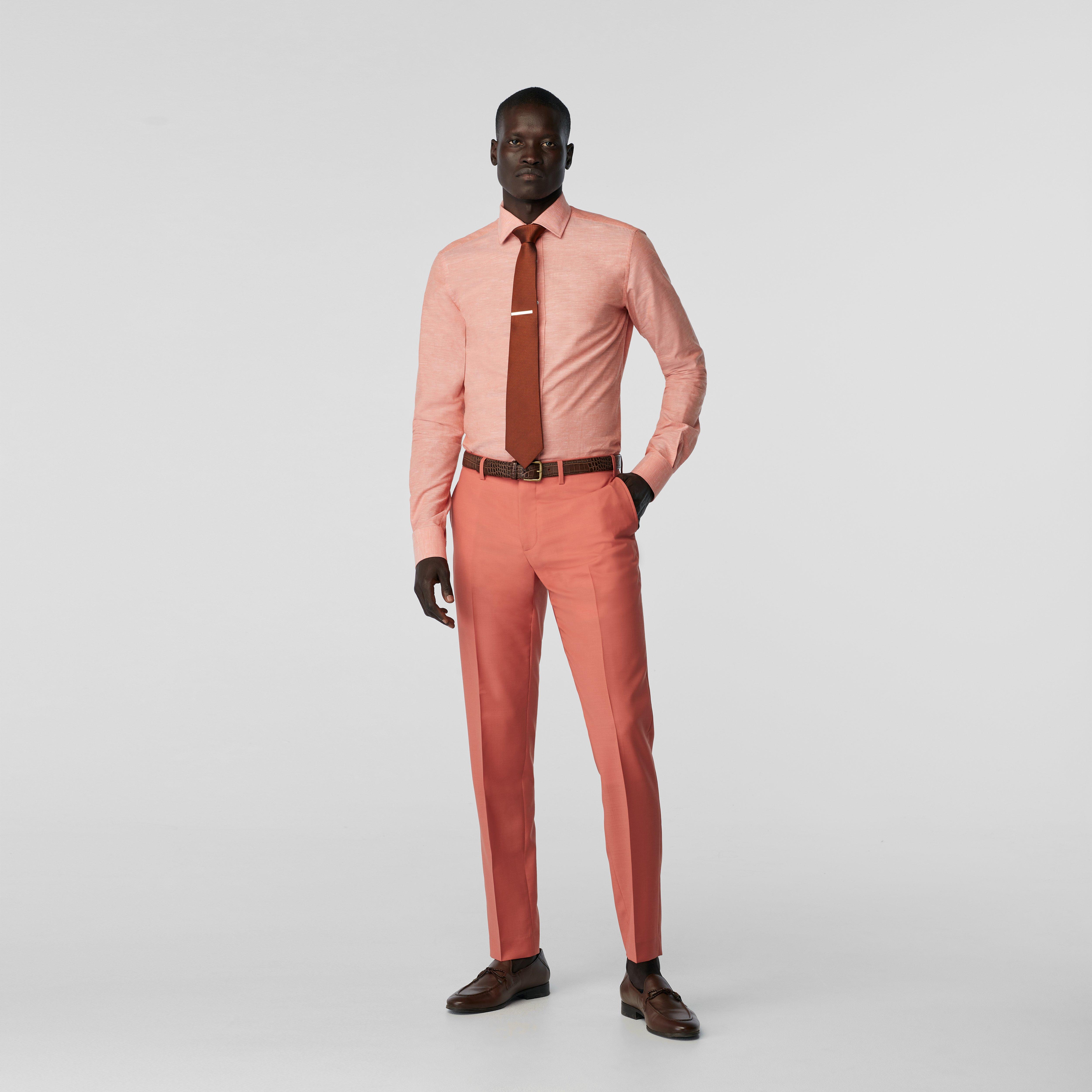 Custom Pants Made For You - Hamilton Sharkskin Apricot Pants | INDOCHINO