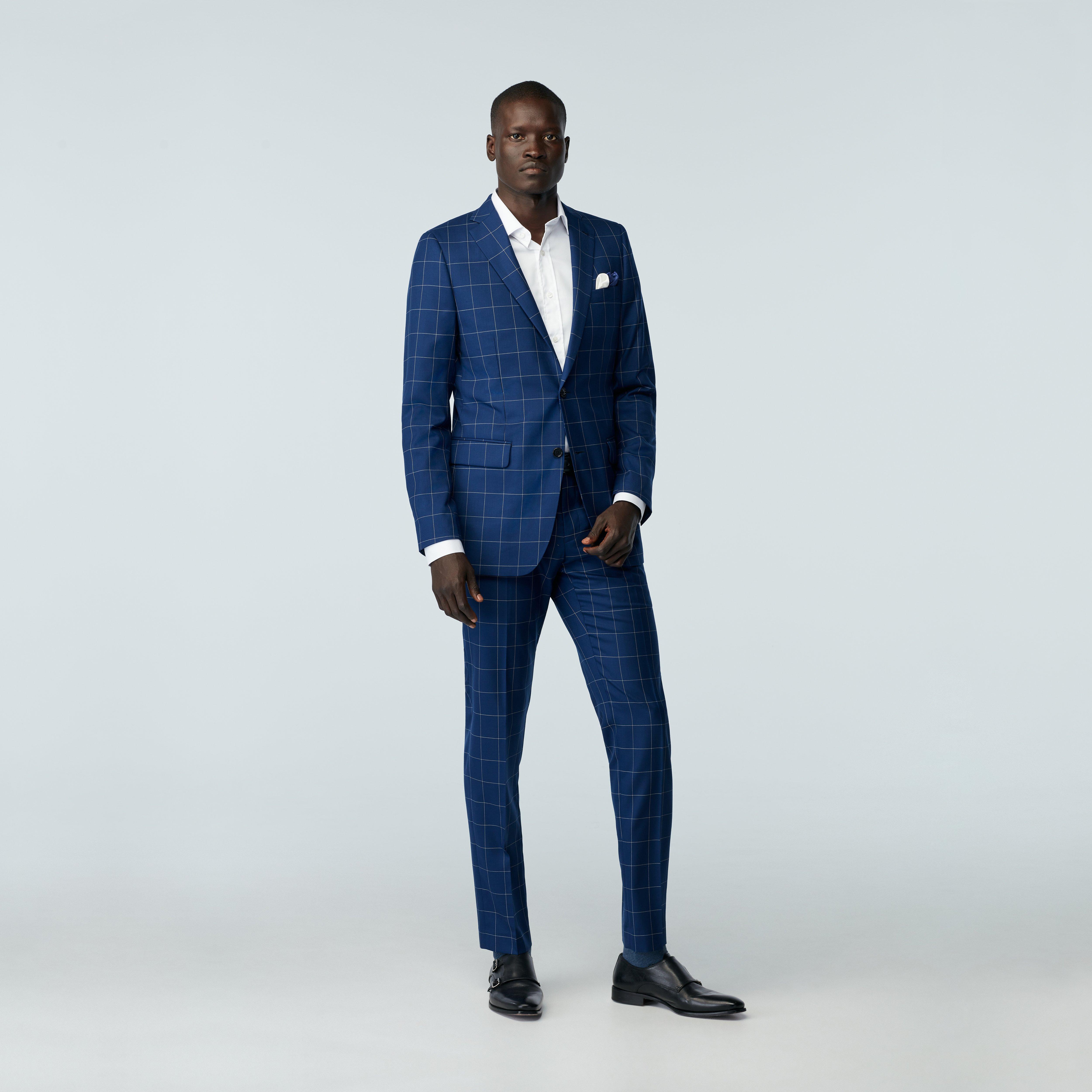 Custom Blazers Made For You - Harrogate Windowpane Navy Blue Blazer ...
