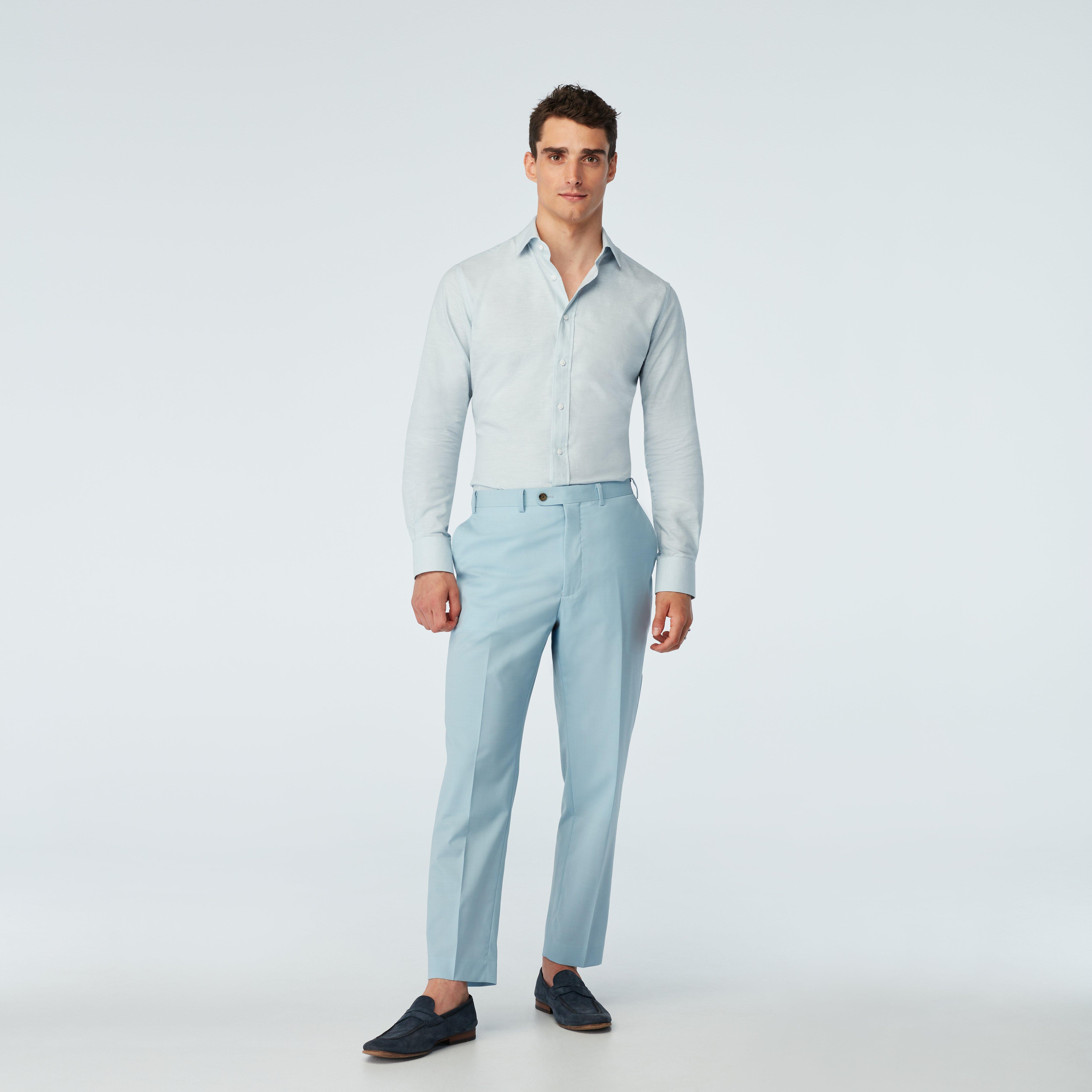 Custom Pants Made For You - Howell Wool Stretch Soft Blue Pants | INDOCHINO