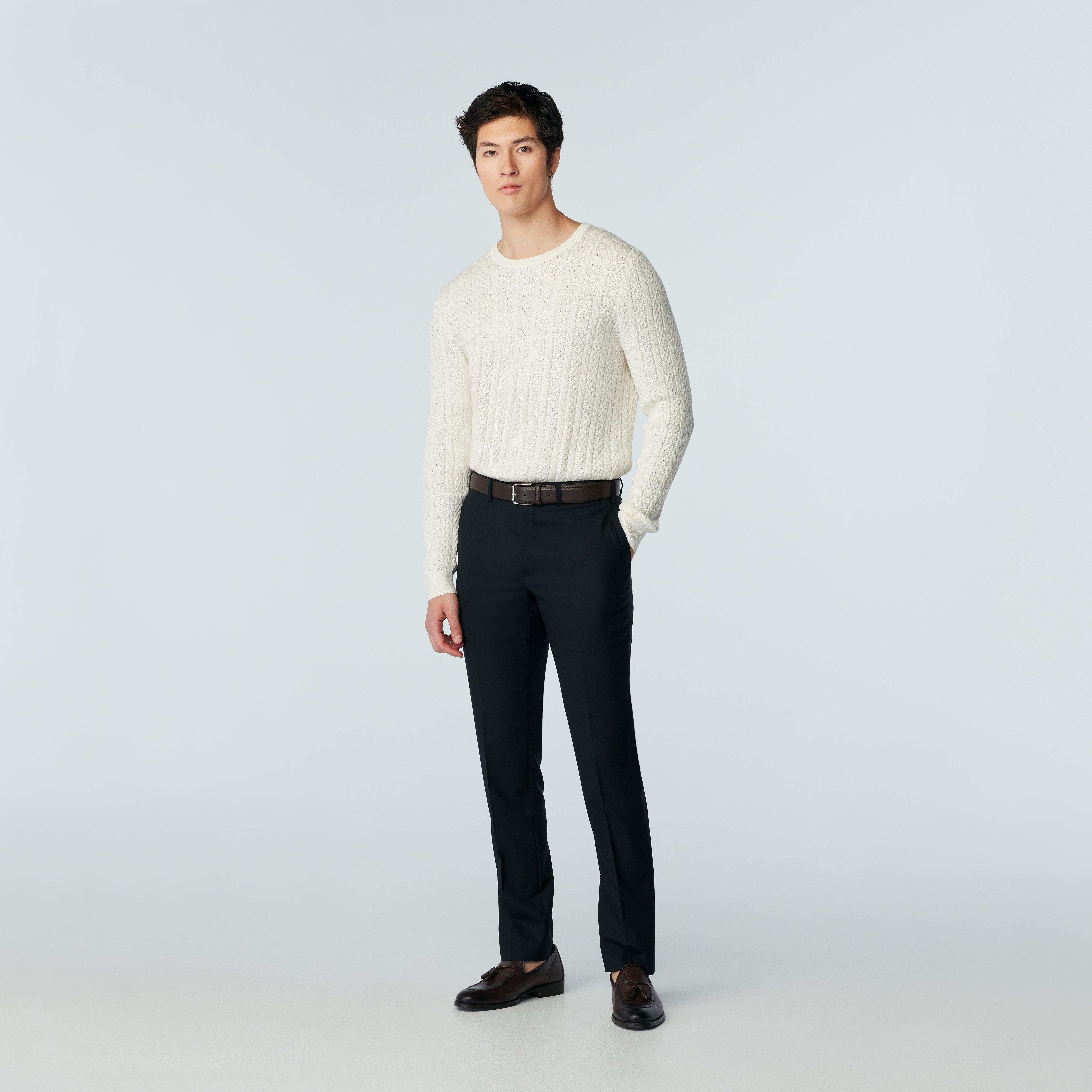 Custom Pants Made For You - Haddington Wool Silk Black Pants | INDOCHINO