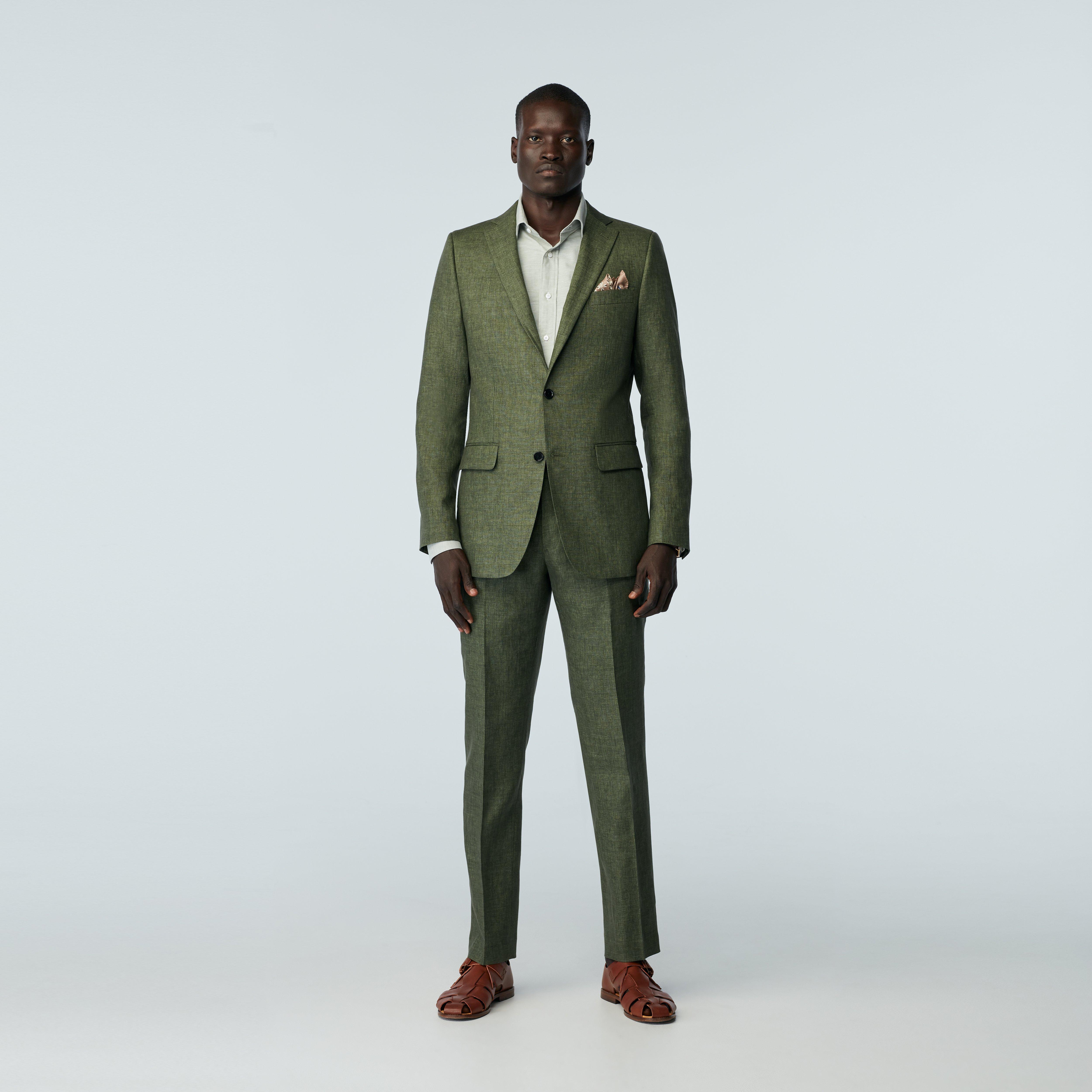 Custom Blazers Made For You - Madesimo Linen Olive Blazer | INDOCHINO