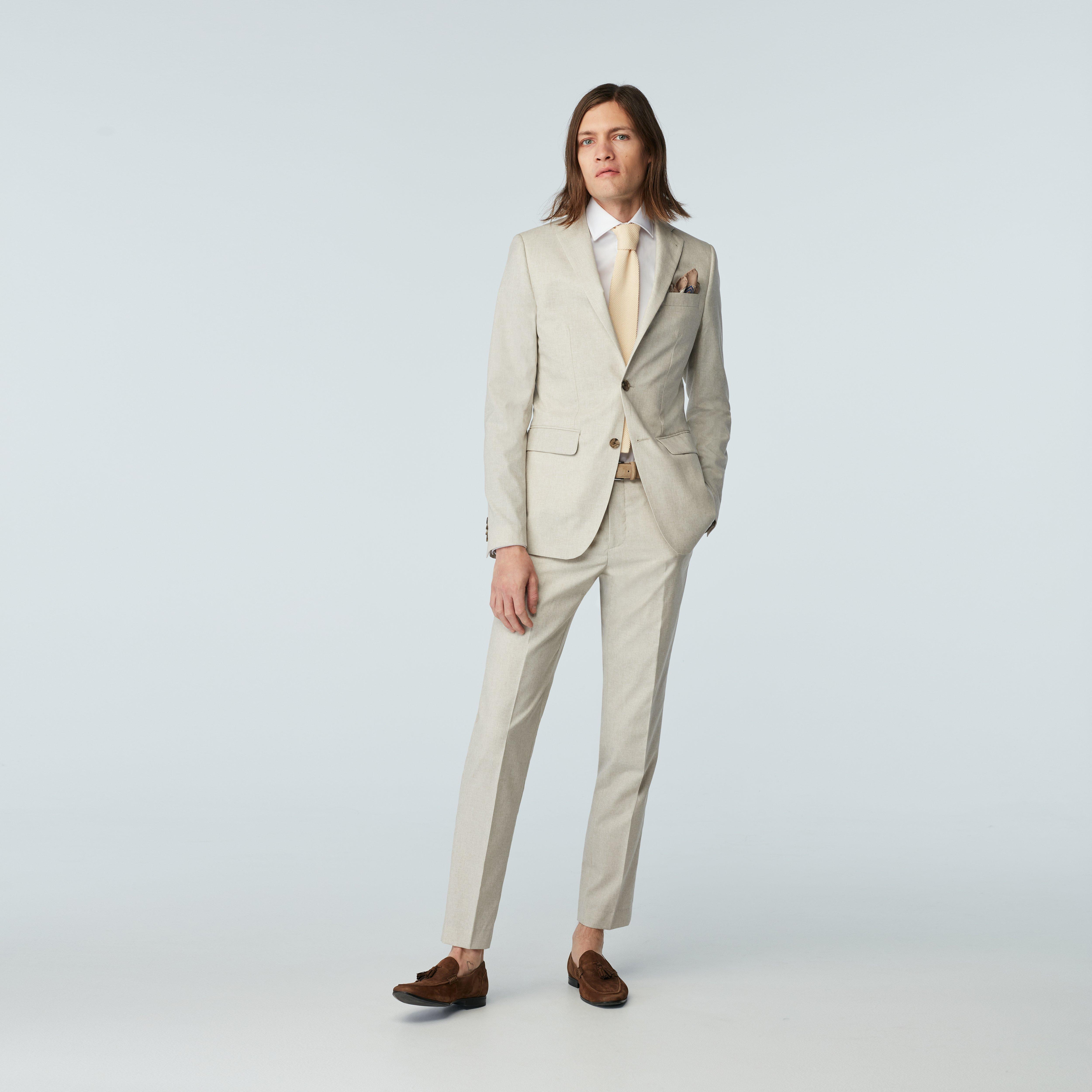 Custom Suits Made For You - Montella Wool Cotton Silk Cream Suit ...