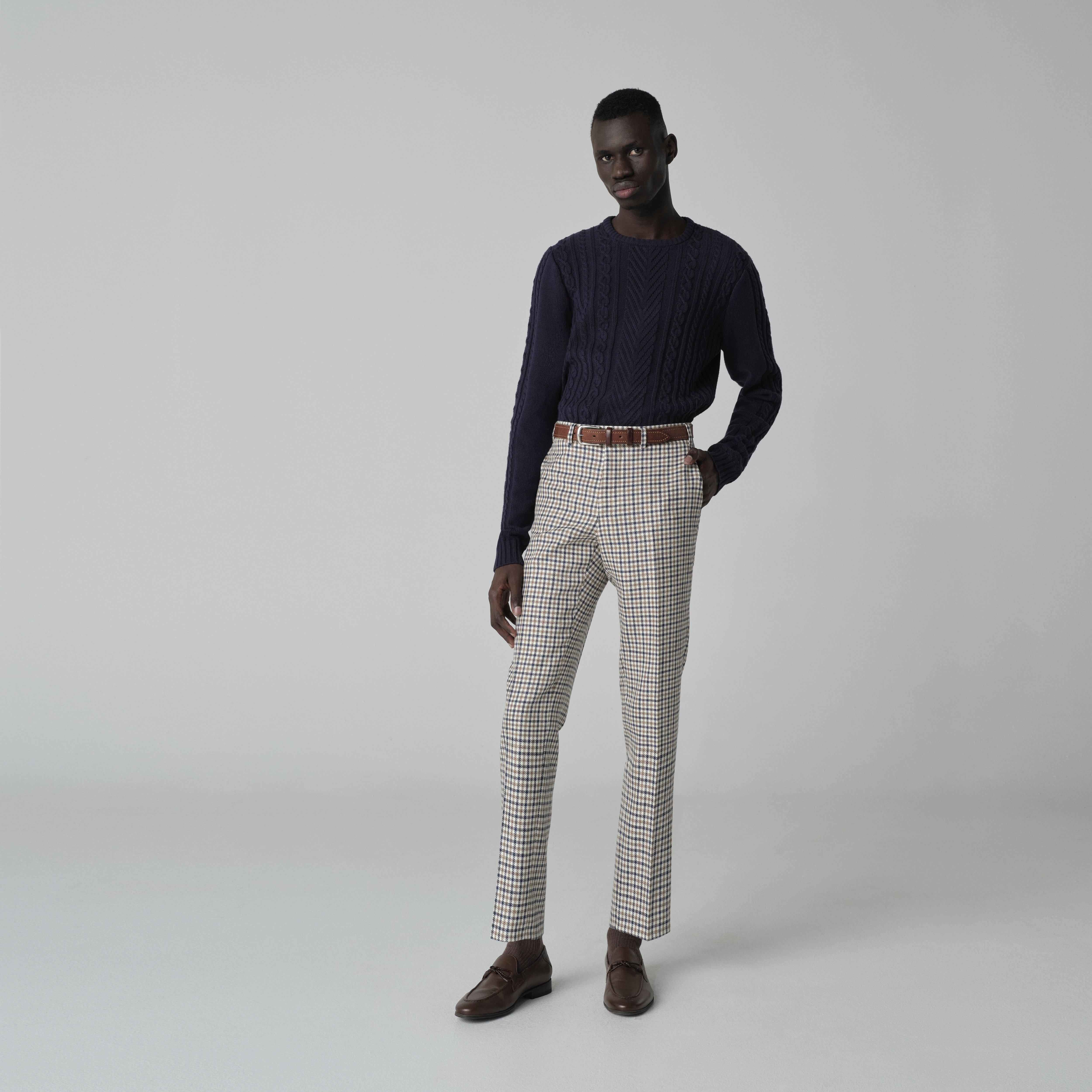 Custom Pants Made For You - Murlo Check Navy Pants | INDOCHINO