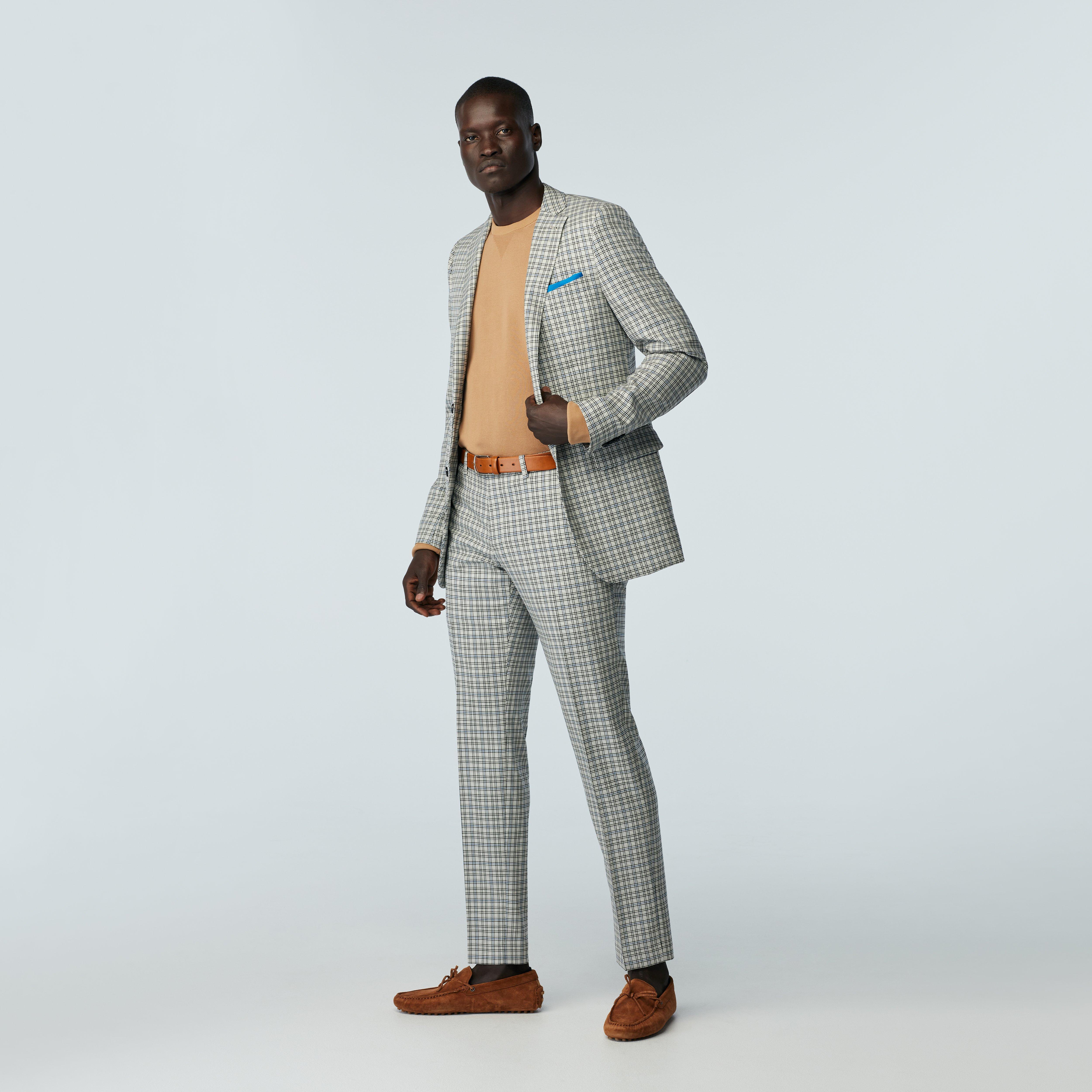 Custom Suits Made For You - Ladock Houndstooth Light Gray Suit | INDOCHINO