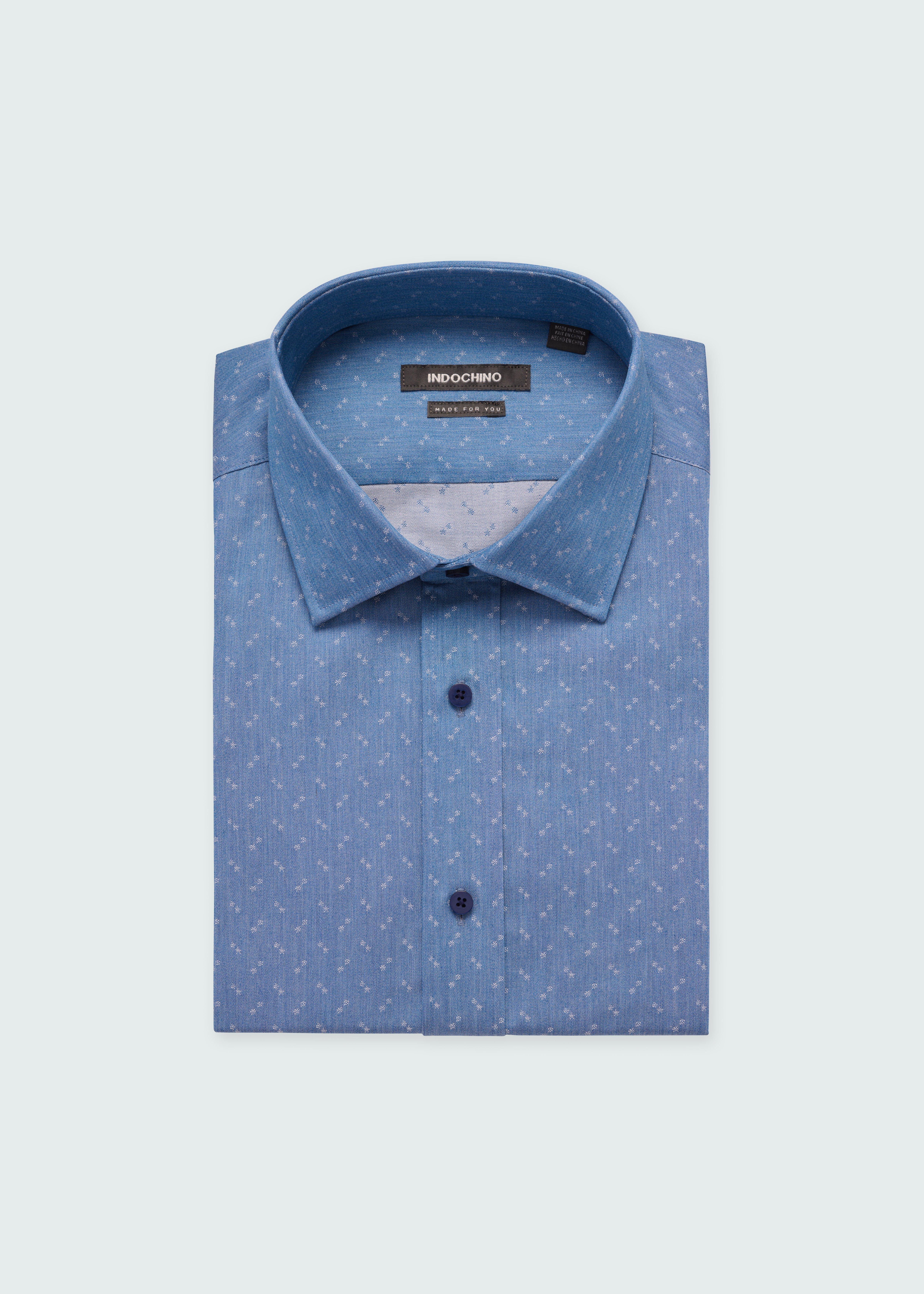 Men's Custom Shirts - Lea Floral Print Washed Blue Shirt | INDOCHINO