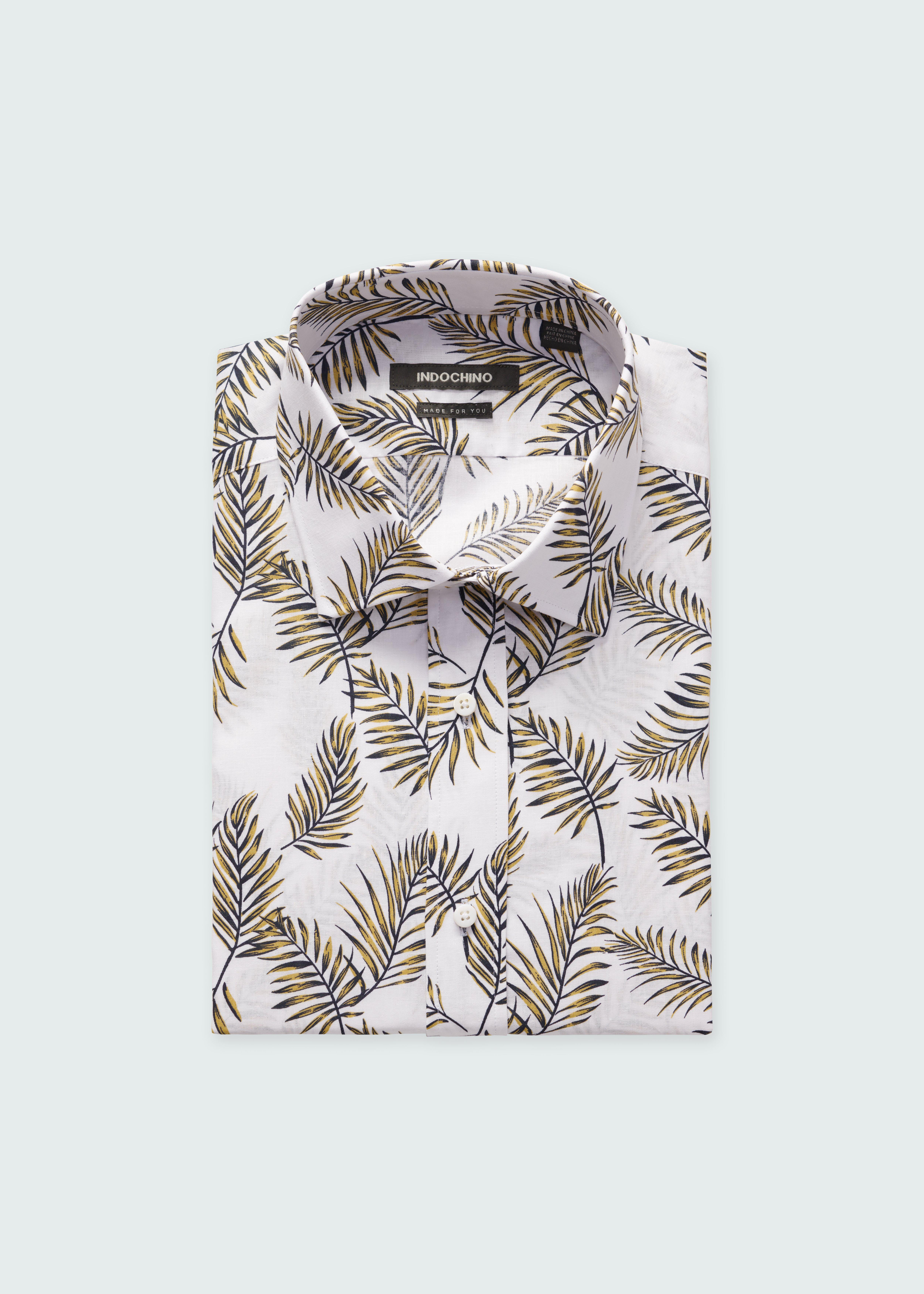 Seaham Palm Print Apricot Shirt